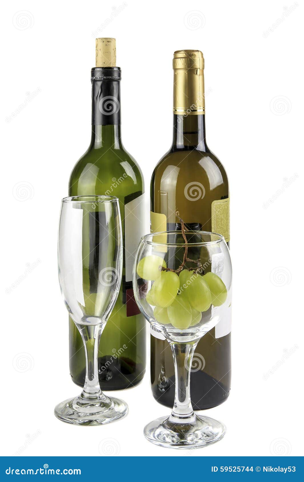 Dos Botellas De Vino Blanco Foto de archivo - Imagen de beber, negro ...