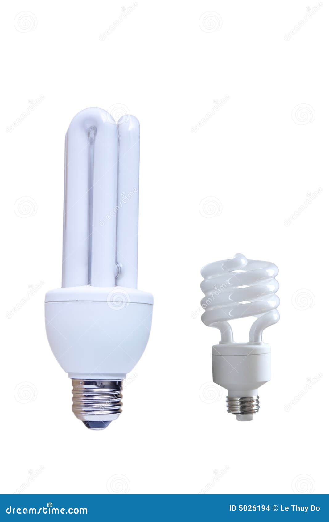 Dos bulbos fluorescentes foto de archivo. Imagen de potencia - 5026194