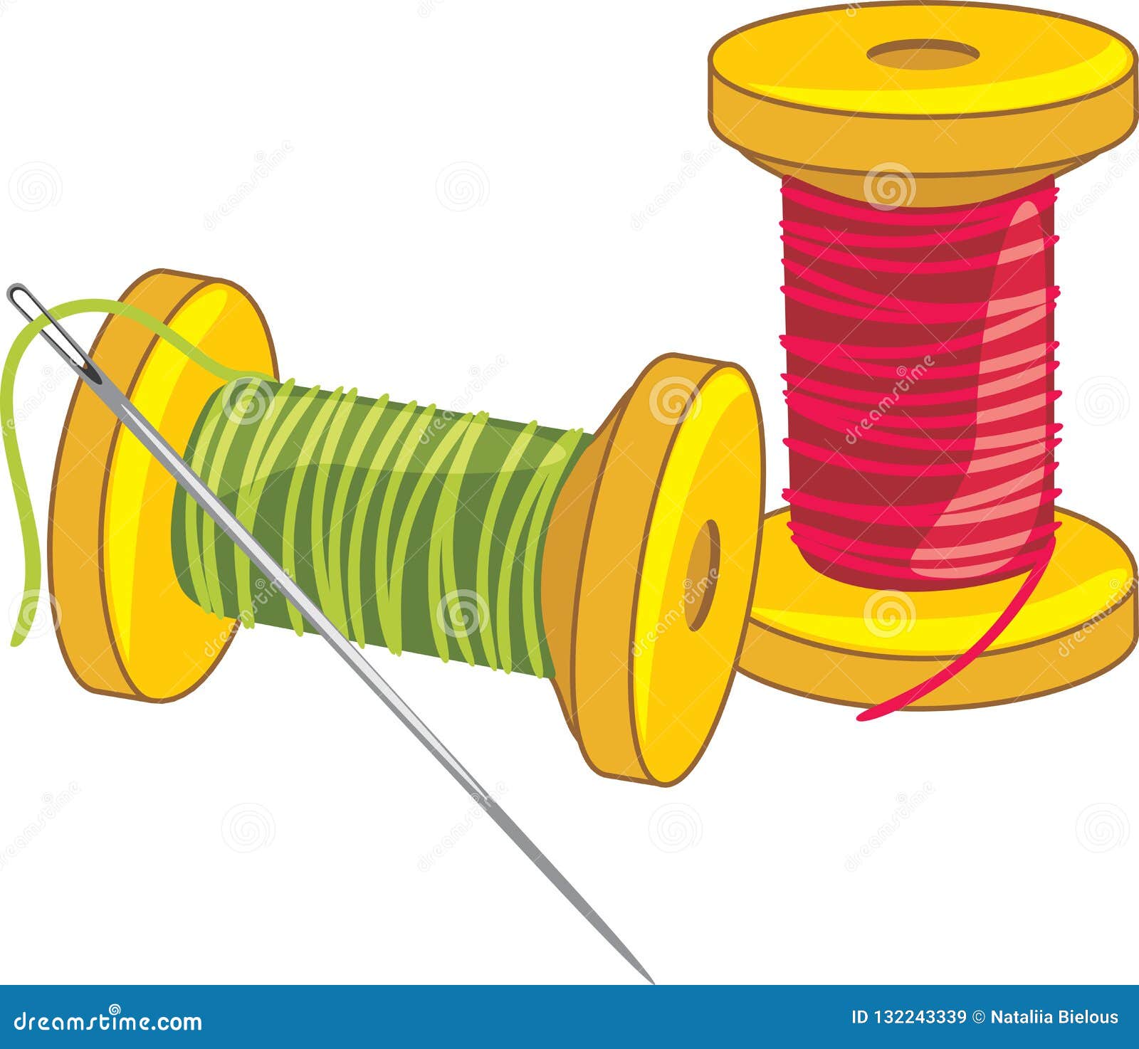 Dos Carretes De Hilo Con La Aguja Ilustración del Vector - Ilustración ...