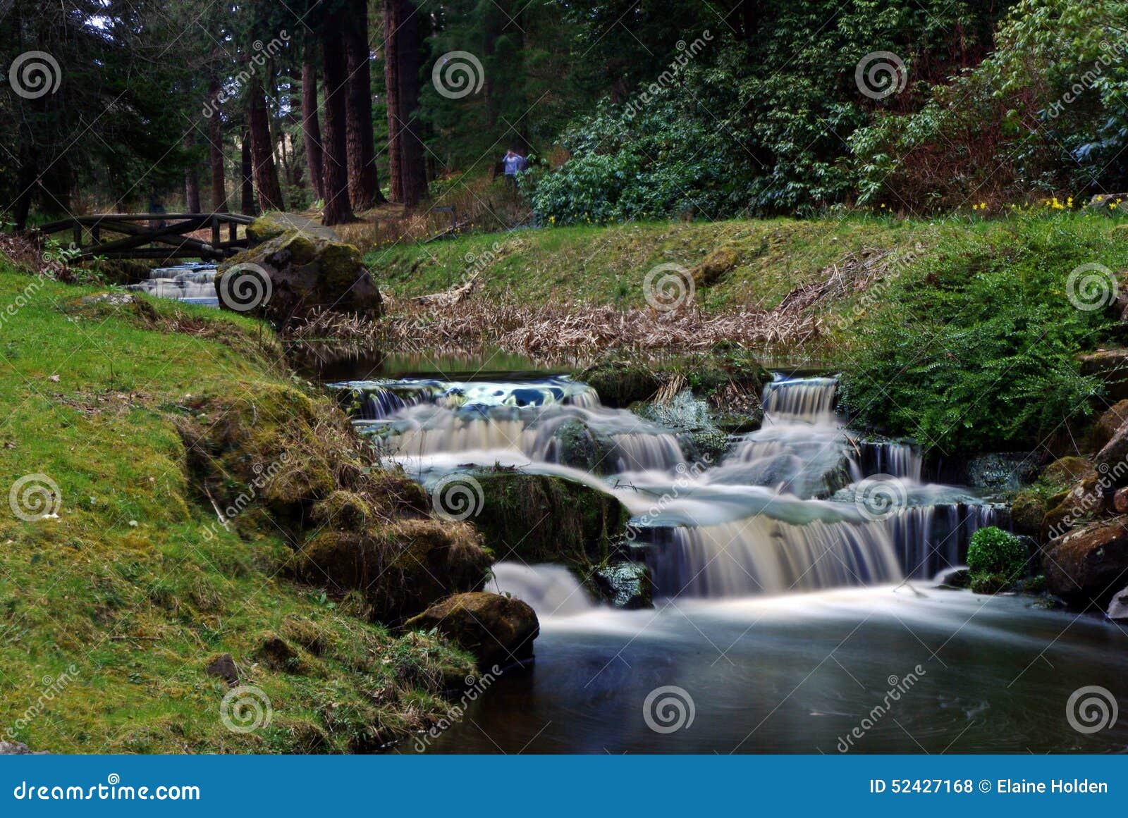 Dos Cascadas Y Puente De Madera Foto de archivo - Imagen de distancia ...