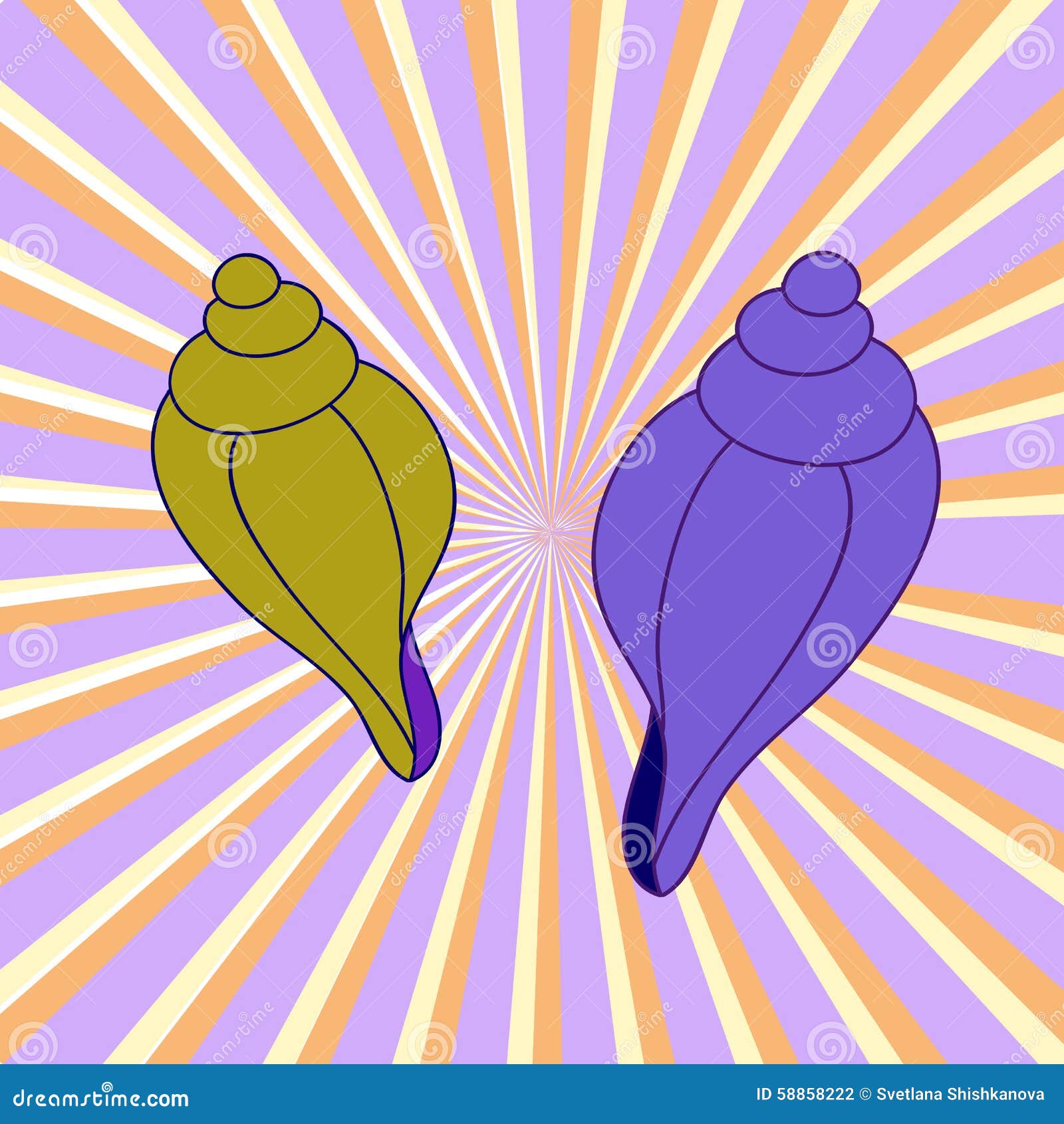 Dos Conchas Marinas Del Vector En El Fondo Abstracto Ilustración del ...