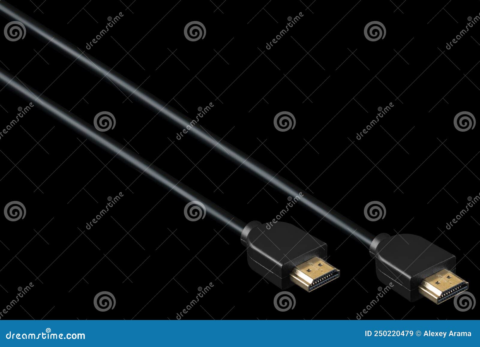 Dos Conectores Hdmi Con Cable Sobre Fondo Negro Imagen de archivo ...