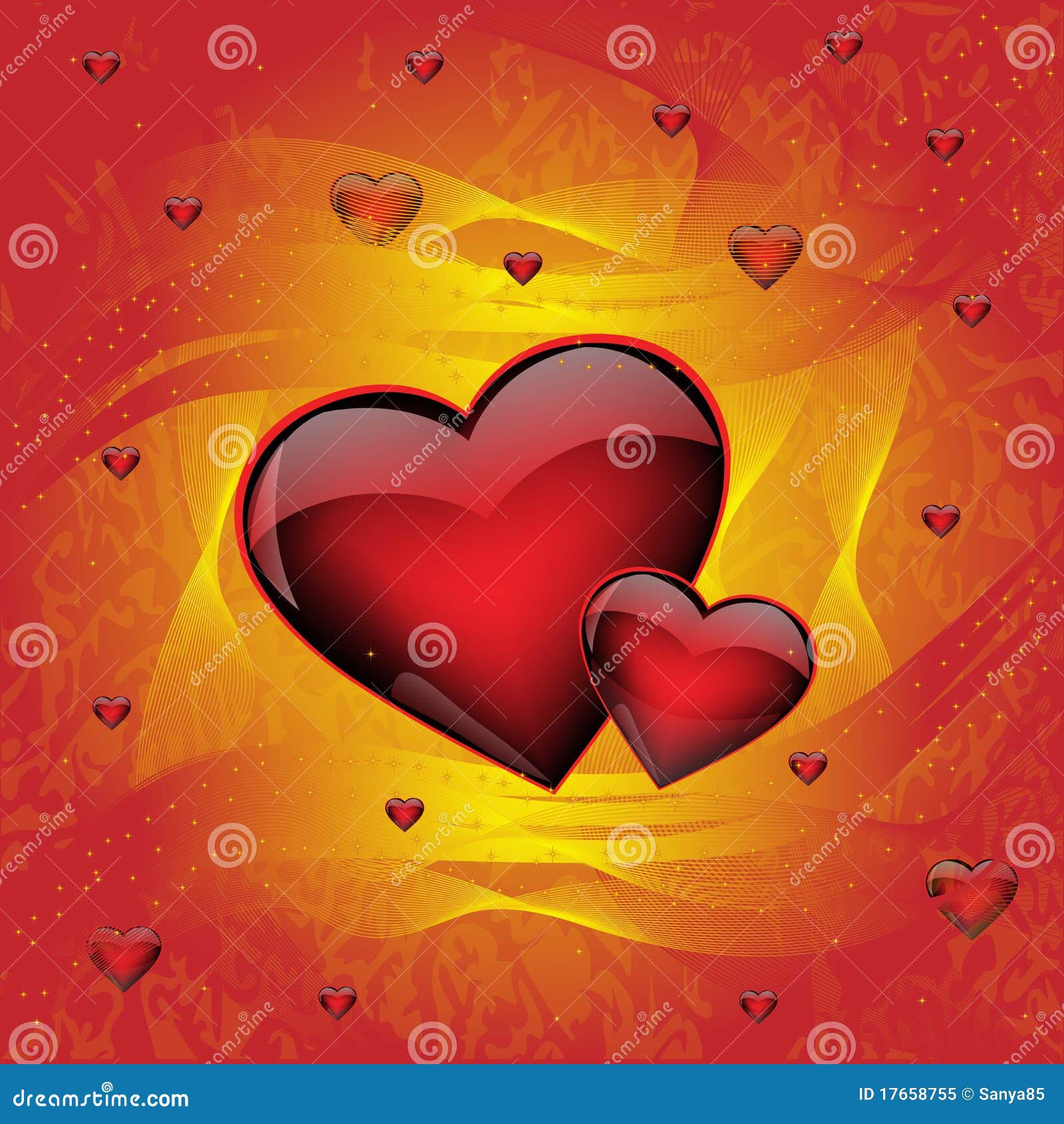 Dos corazones brillantes ilustración del vector. Ilustración de ...