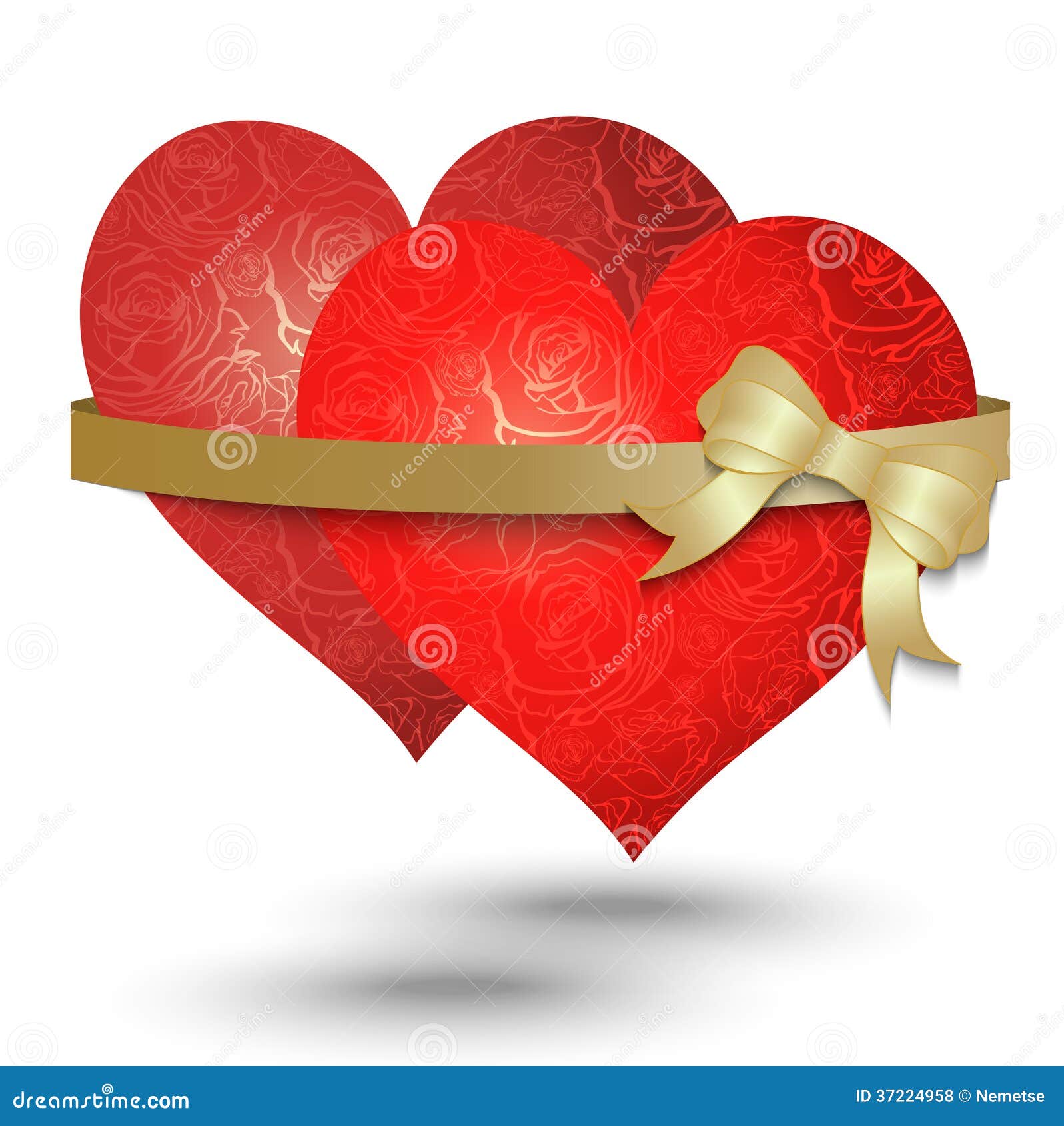 Dos corazones con la cinta ilustración del vector. Ilustración de ...