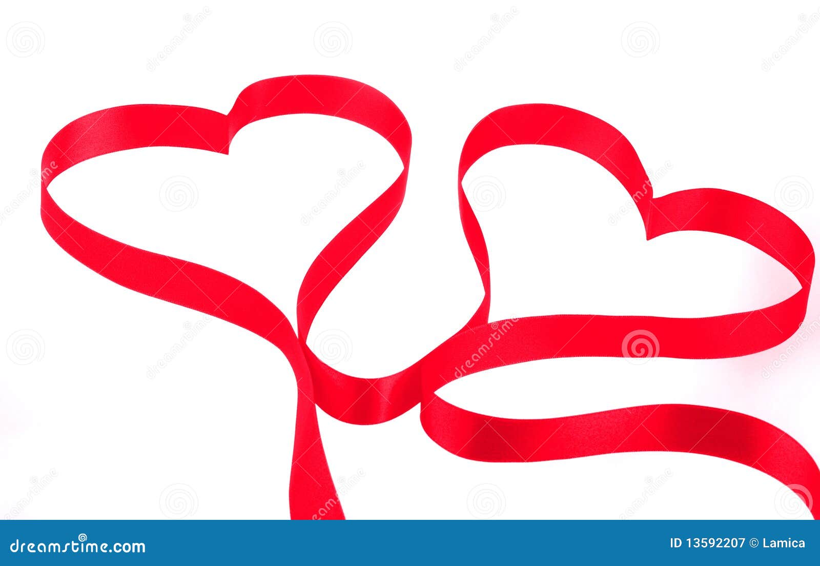 Dos Corazones De La Cinta Roja Imagen de archivo - Imagen de cinta ...