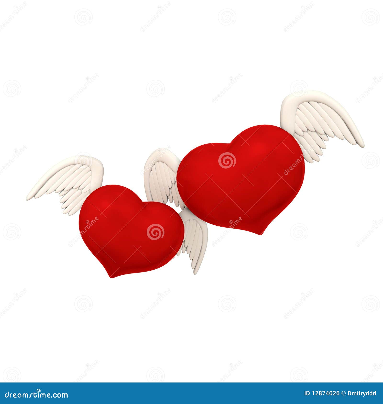 Dos Corazones Del Amor Con Las Alas Stock de ilustración - Ilustración ...