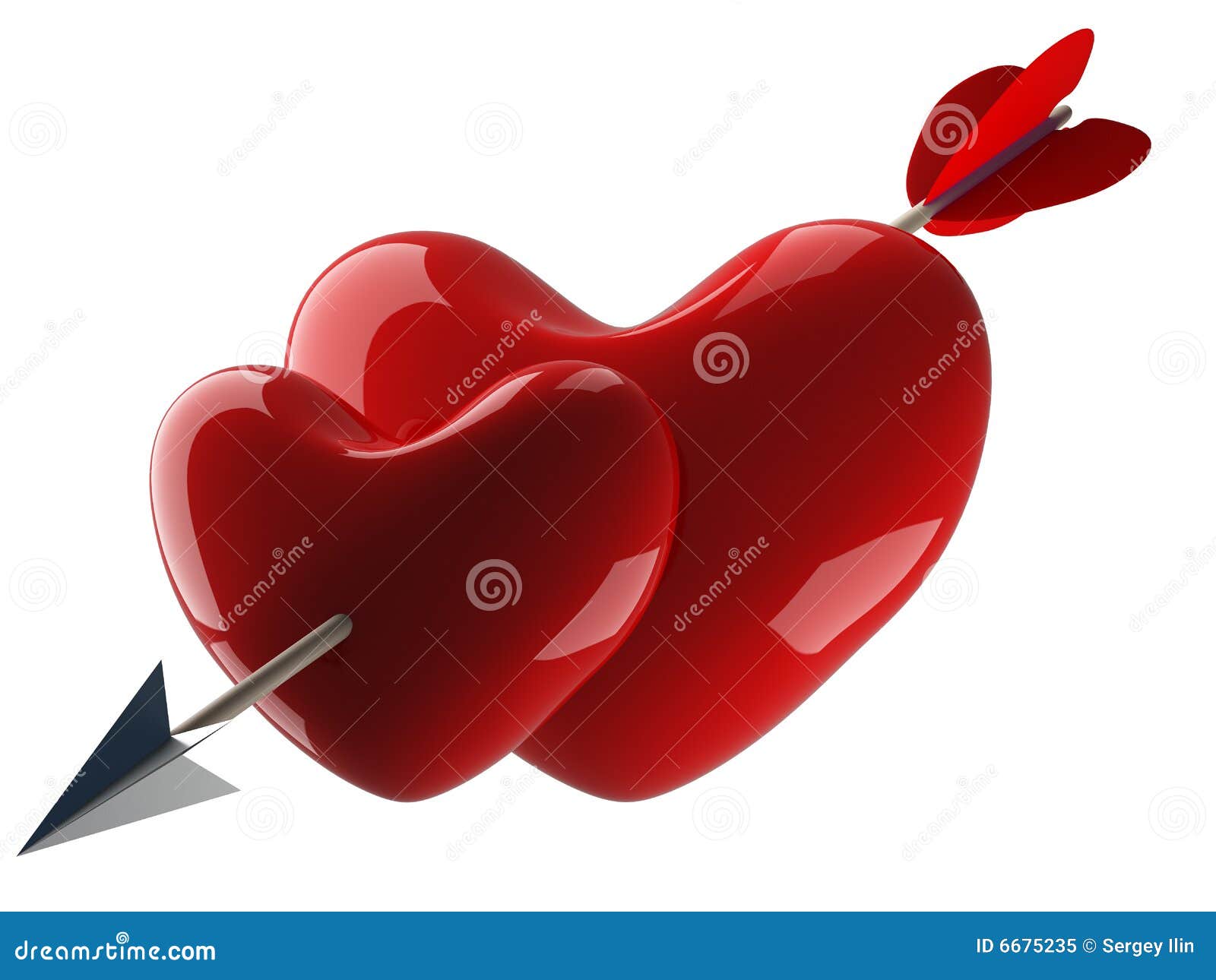 Dos Corazones Perforados Por Una Flecha. Stock de ilustración ...