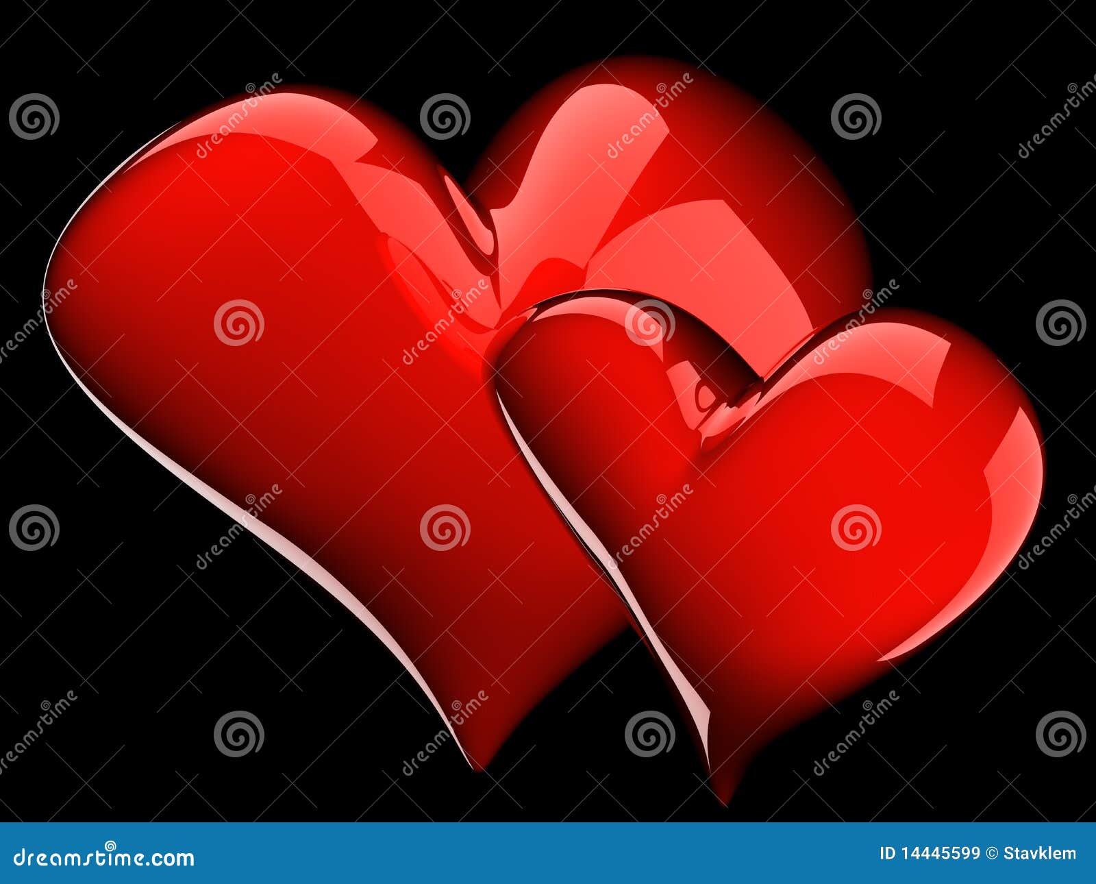 Dos Corazones Rojos Brillantes Stock de ilustración - Ilustración de ...
