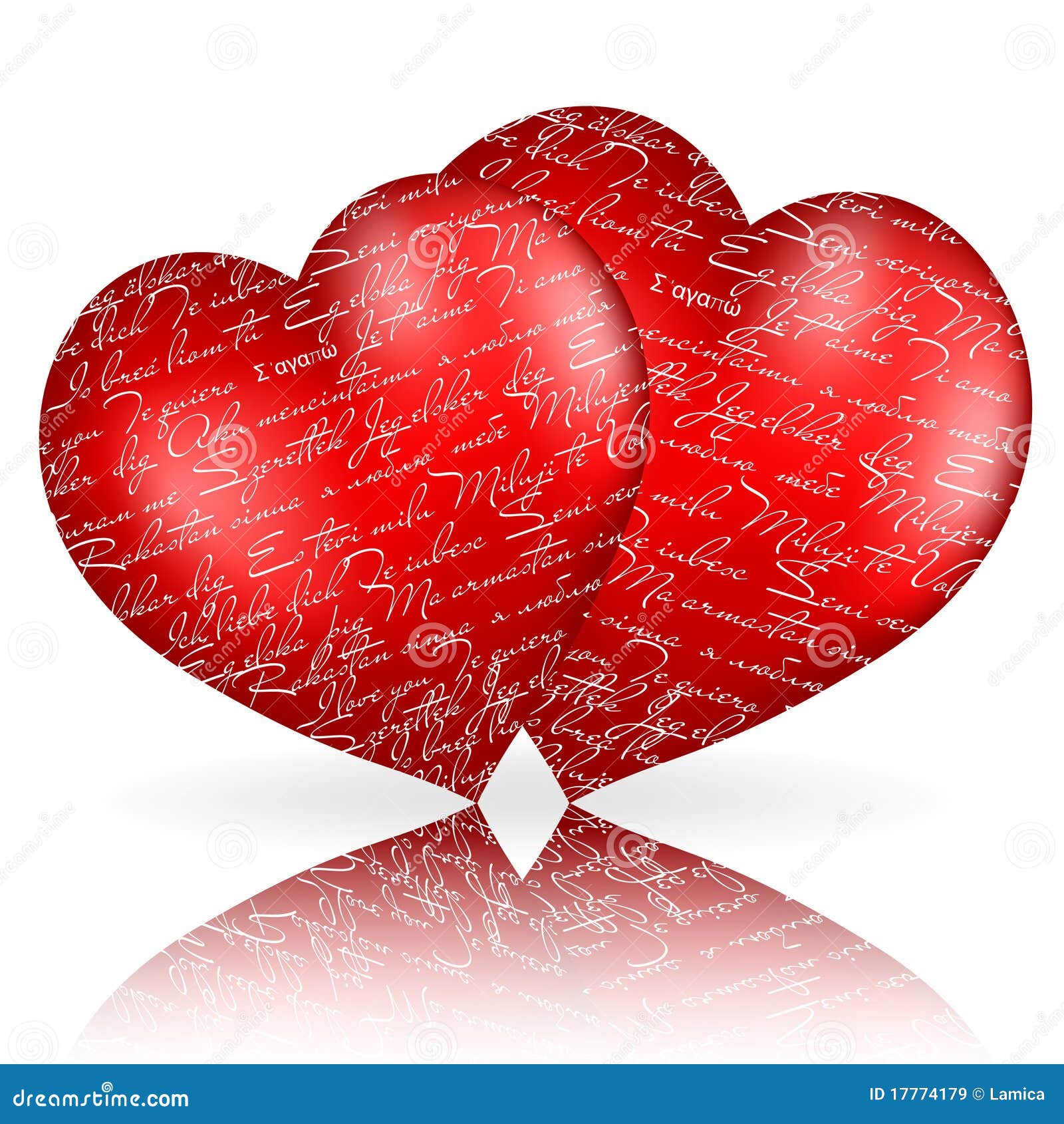 Dos corazones rojos con ilustración del vector. Ilustración de ...