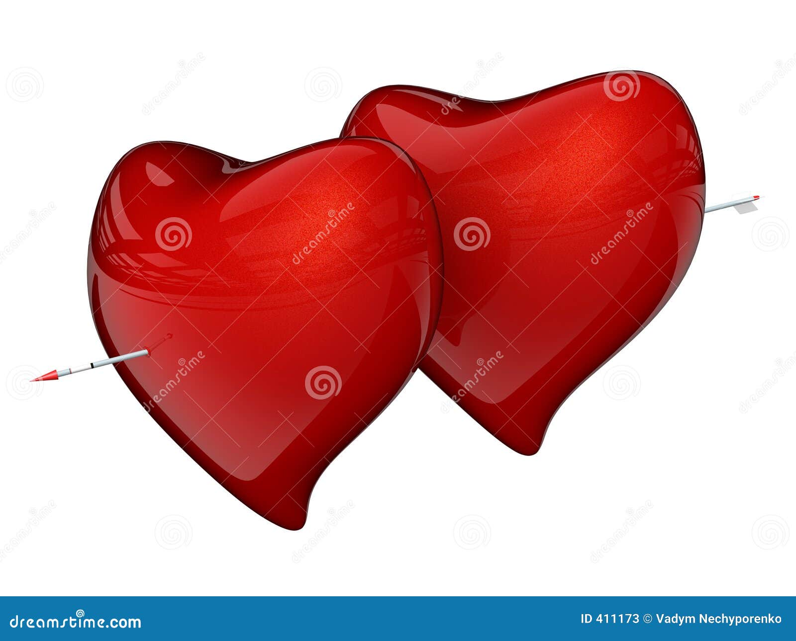 Dos Corazones Rojos Con La Flecha Stock de ilustración - Ilustración de ...
