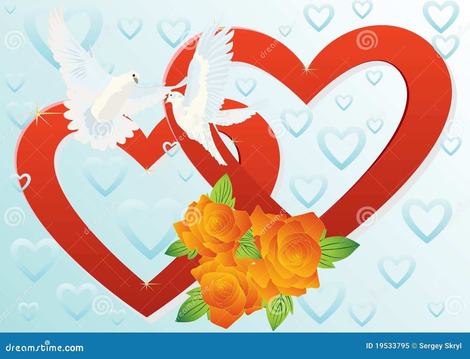 Dos Corazones Y Dos Palomas Ilustración del Vector - Ilustración de ...