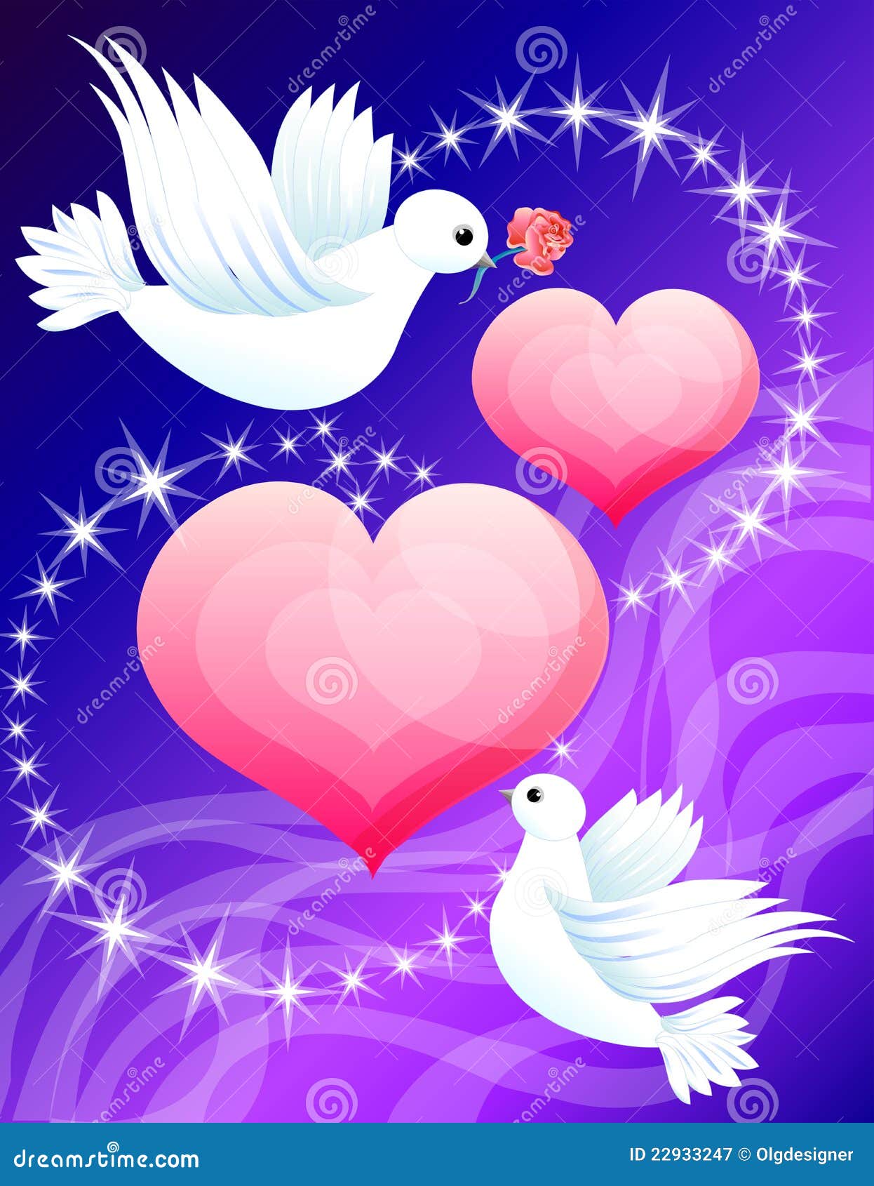 Dos Corazones Y En Palomas Del Amor Ilustración del Vector ...