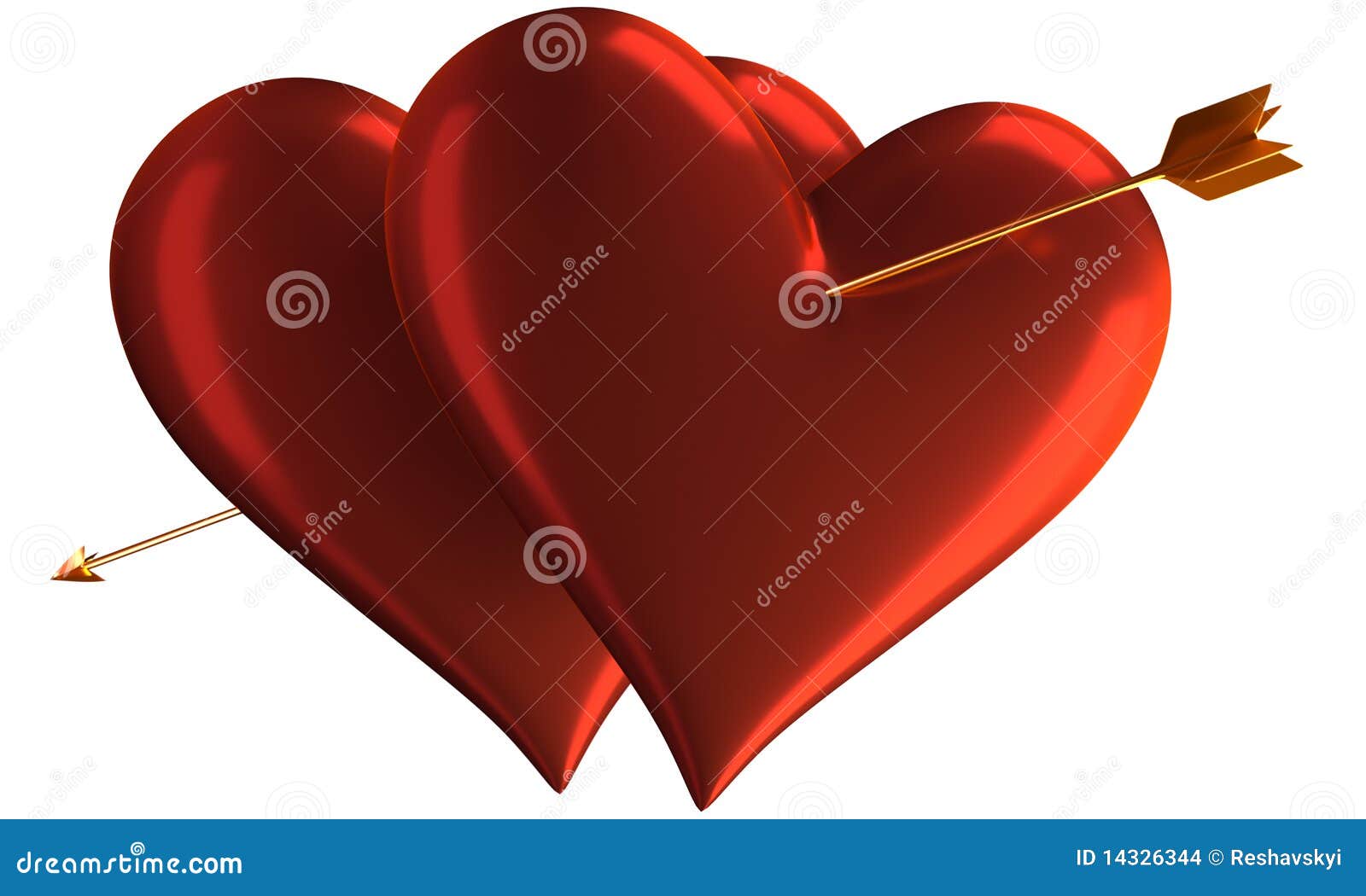 Dos corazones y flechas stock de ilustración. Ilustración de ...