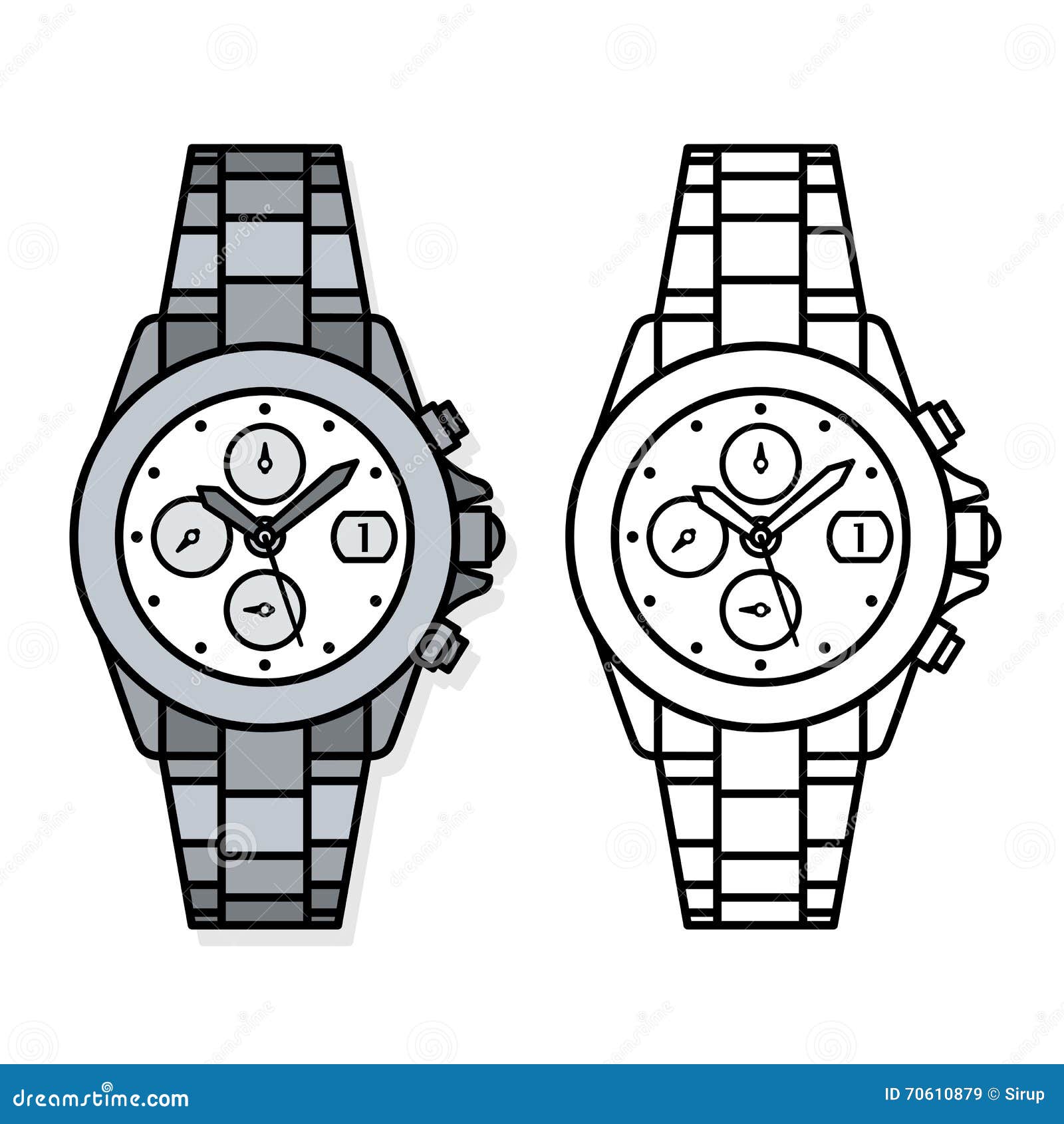 Dos Dibujos De Esquema De Relojes Ilustración del Vector - Ilustración ...