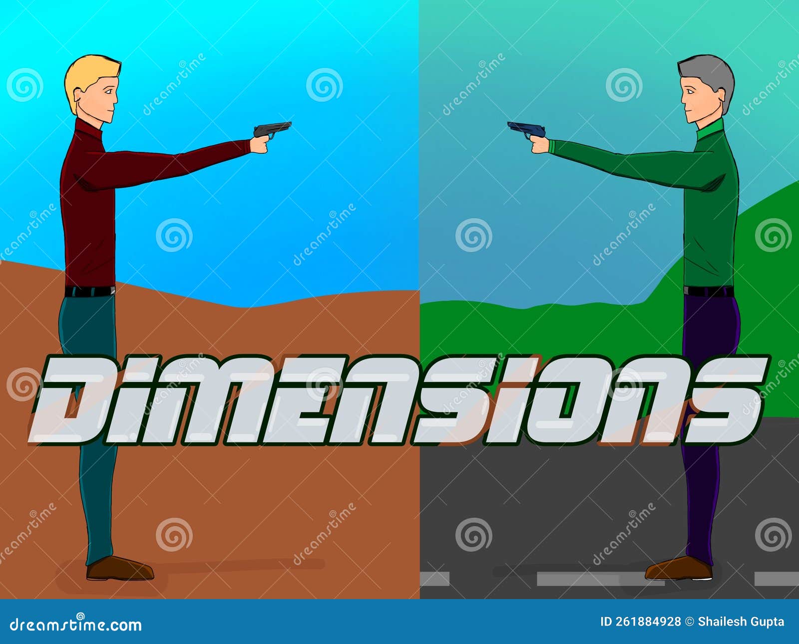 Dos dimensiones stock de ilustración. Ilustración de variante - 261884928