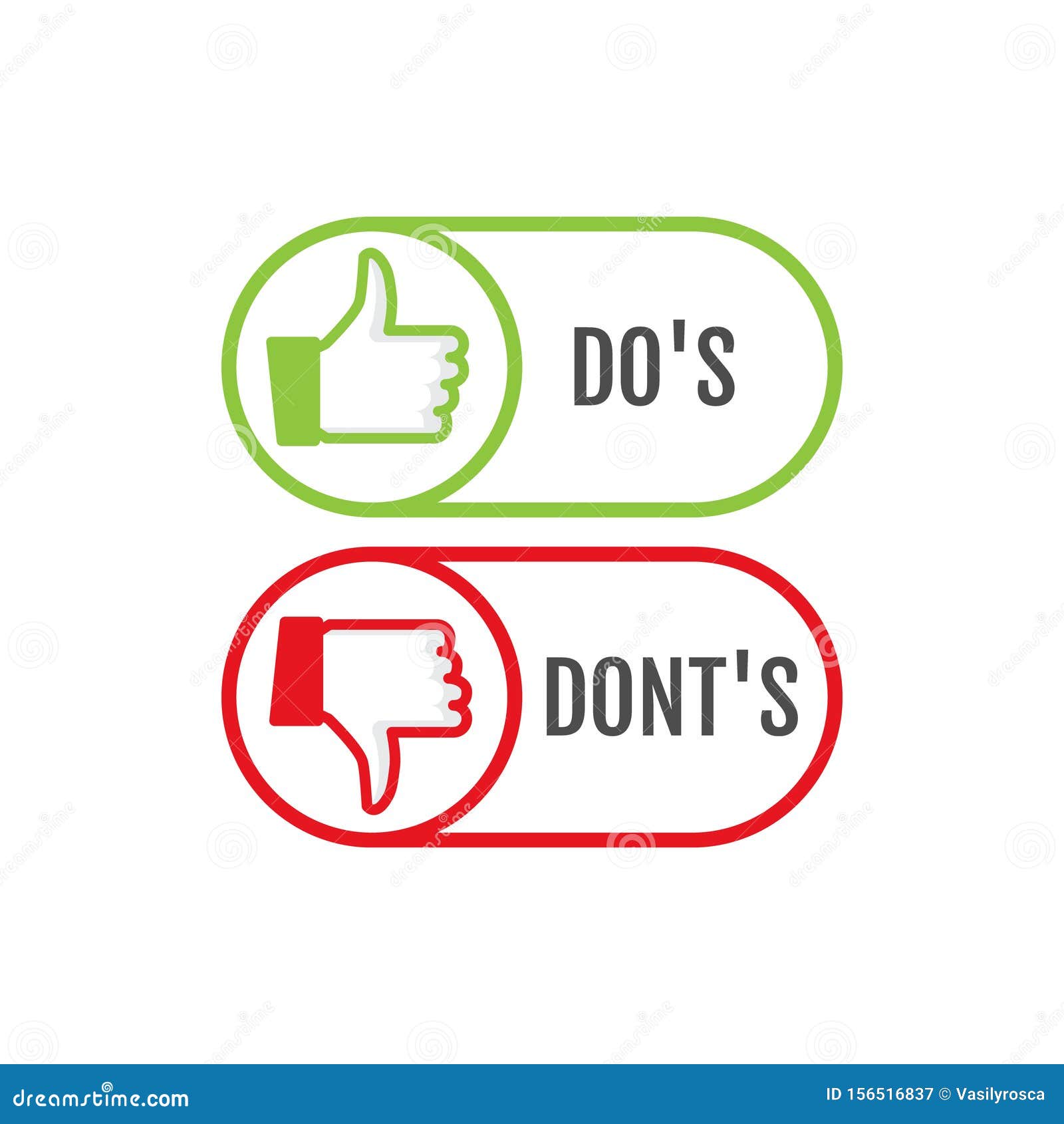 Dos and Dont Good and Bad Icon Check. Negative Positive List, True ...