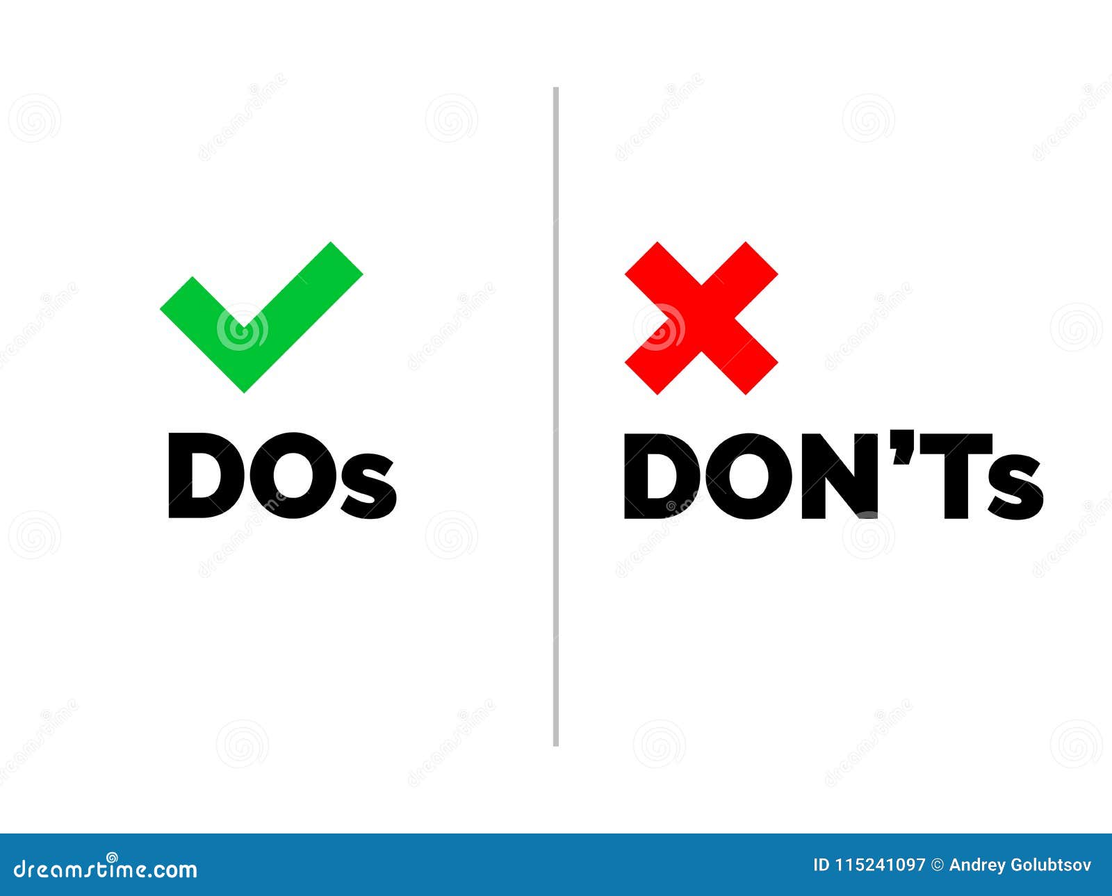 Choice Between Do`s And Dont`s With Checkboxes Vector Illustration ... Choice Between Do`s And Dont`s With Checkboxes Vector Illustration ...