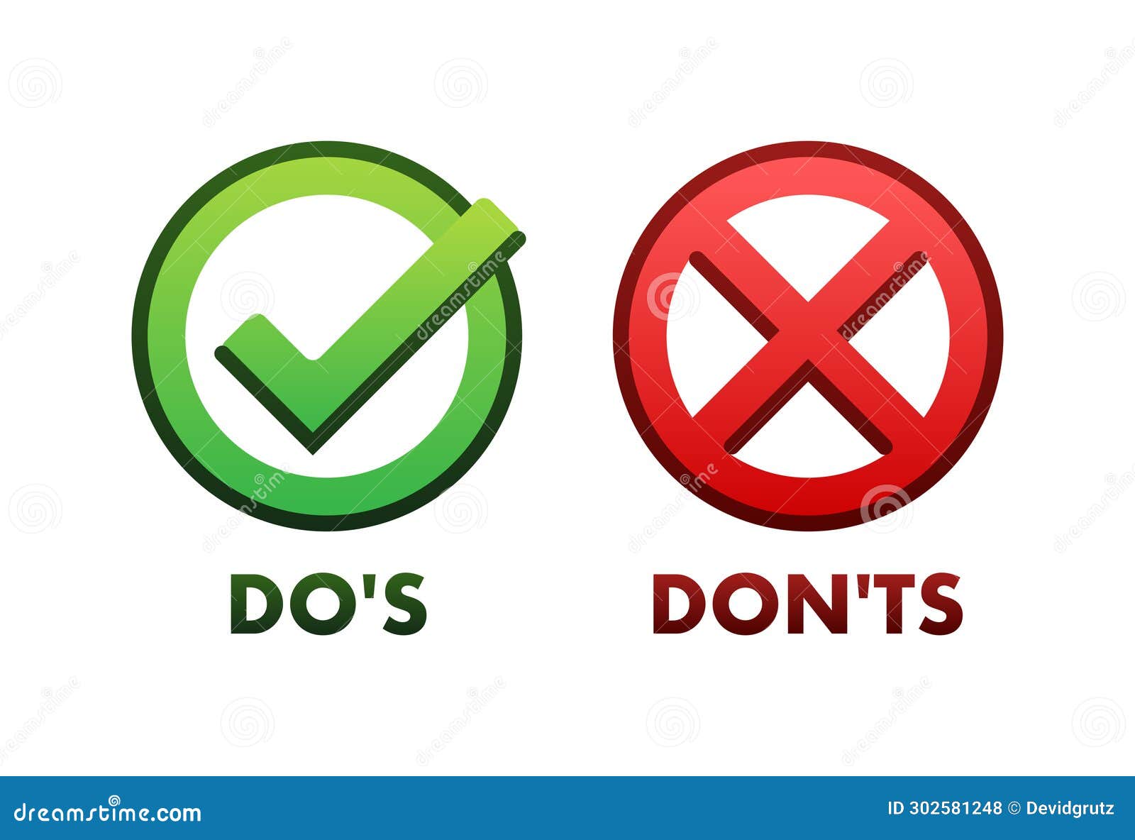 Dos and Donts Icons with Checkmark and Cross, Guidelines Concept Vector ...