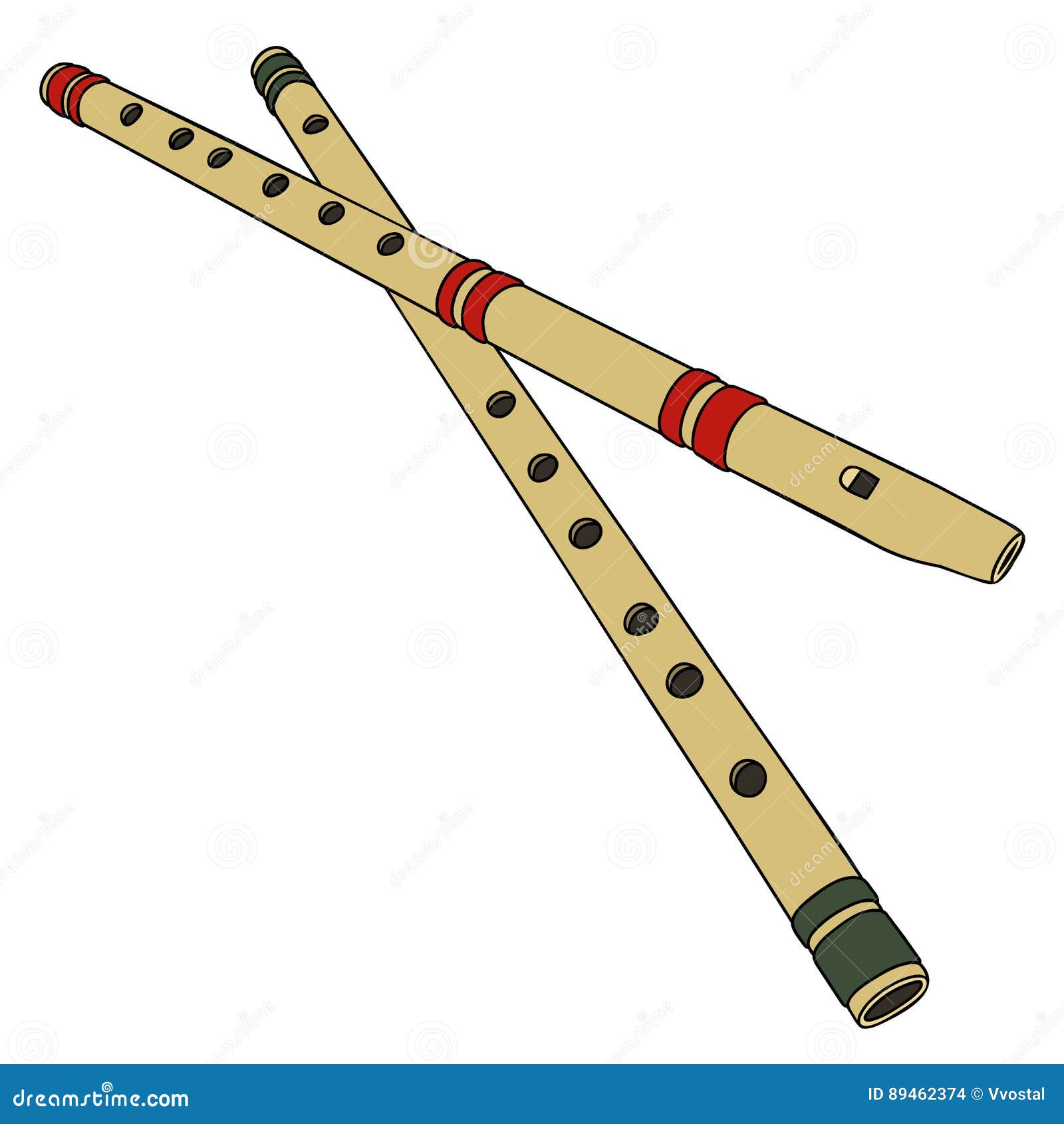 Dos Flautas De Madera Clásicas Ilustración del Vector - Ilustración de ...