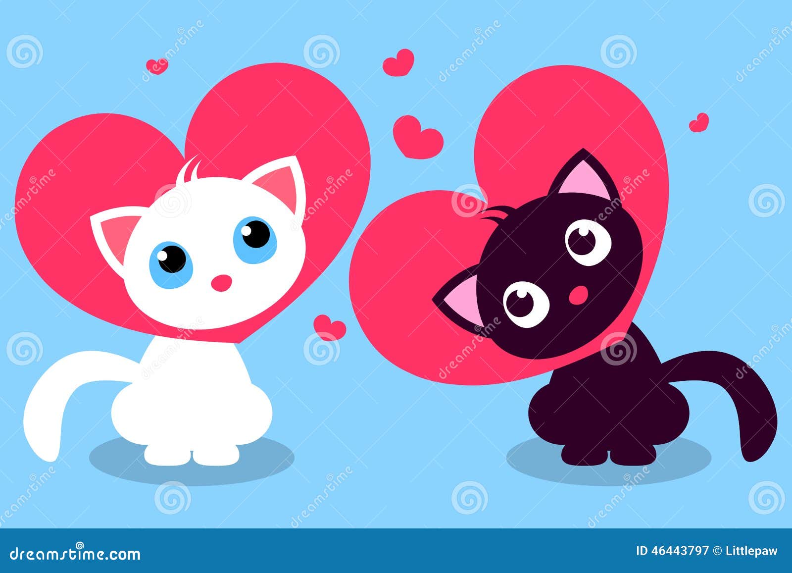 Dos gatitos lindos en amor ilustración del vector. Ilustración de ...
