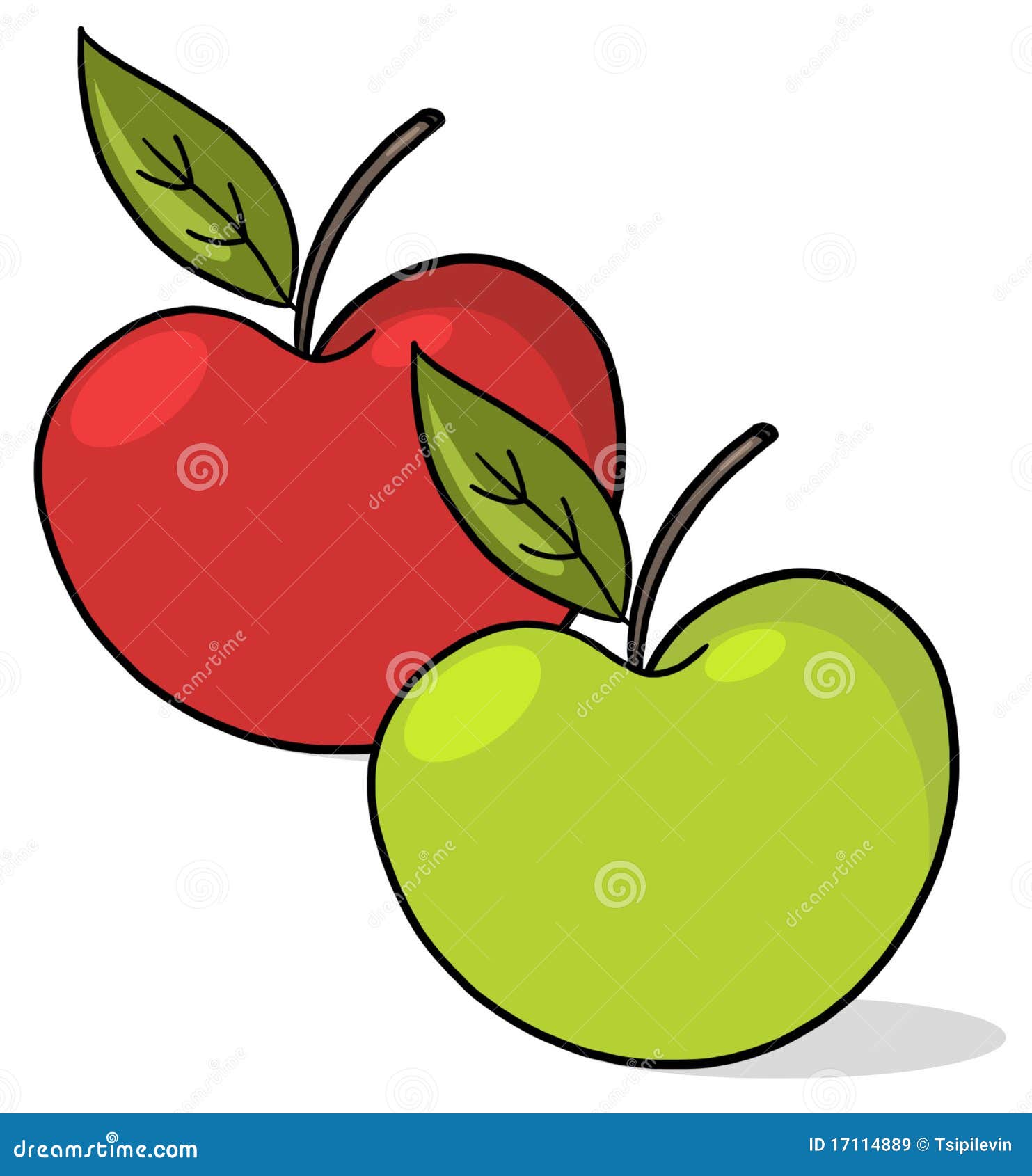 Dos manzanas: Rojo y verde stock de ilustración. Ilustración de fruta ...
