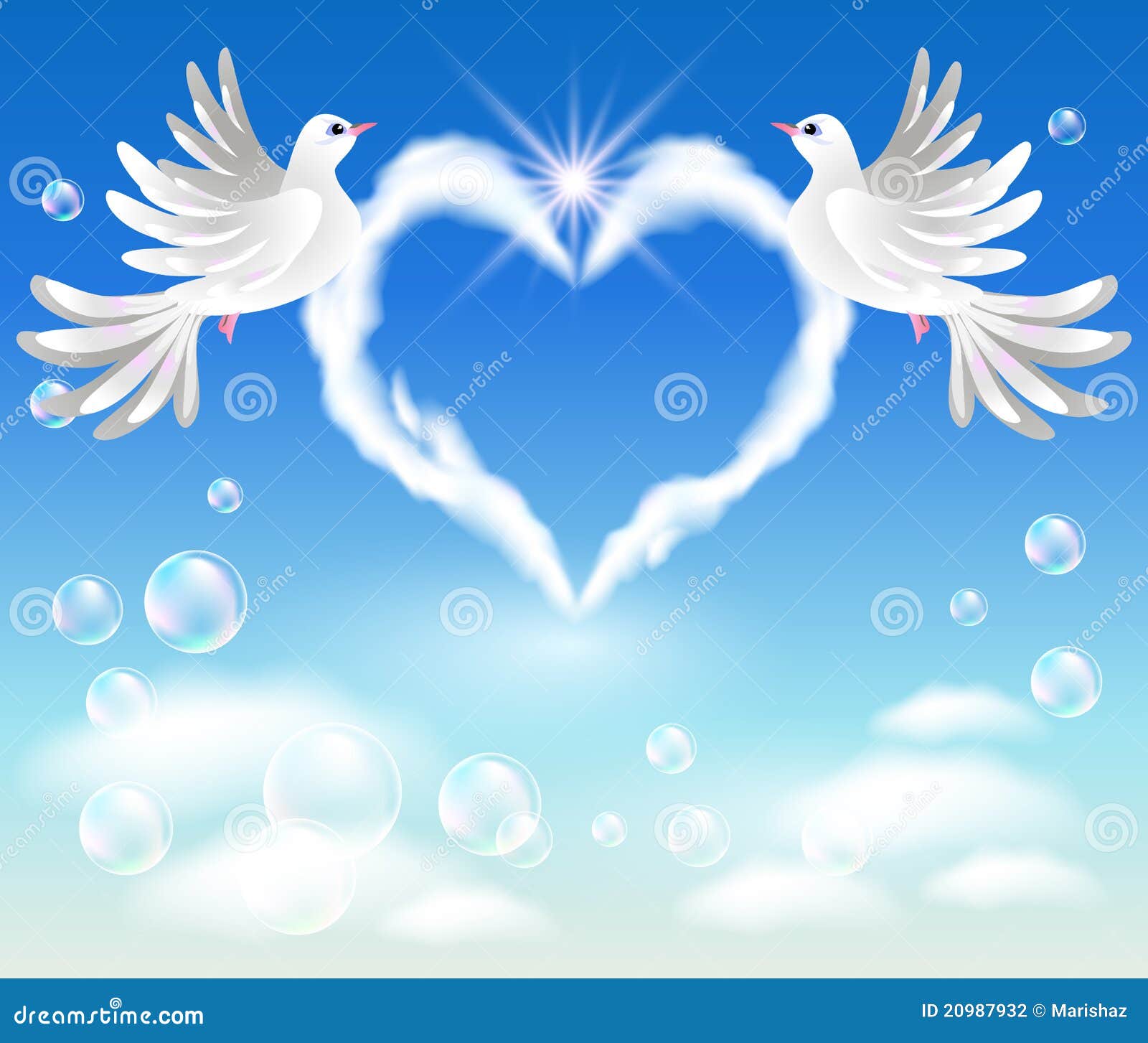 Fondo Abstracto Dos Palomas Ilustración De Dos Palomas Volando Con