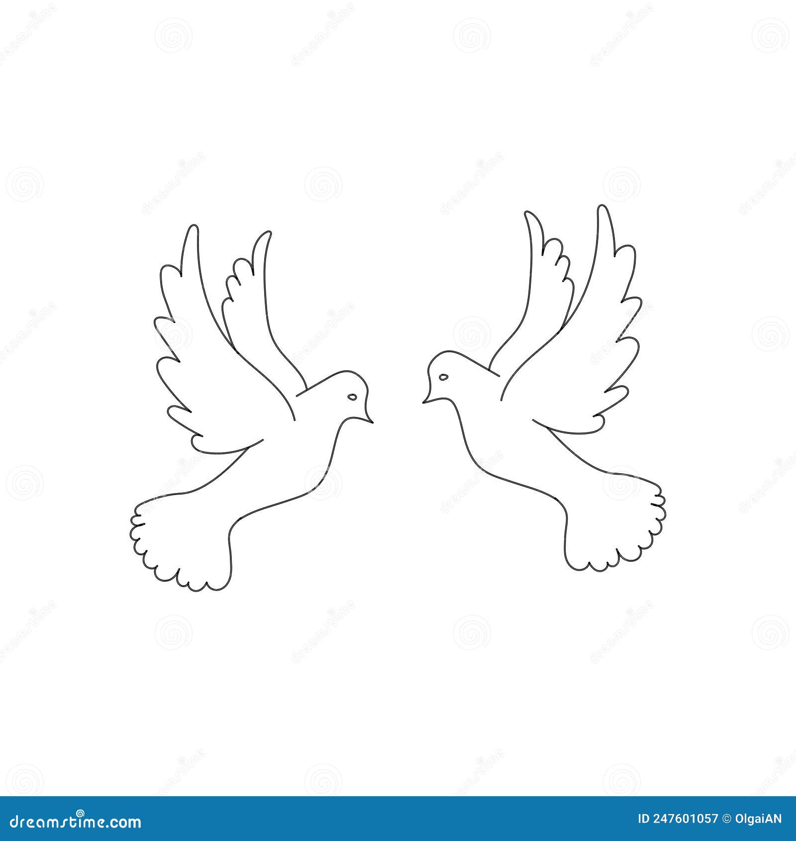 Dos Palomas. Paloma De Paz. Ilustración Vectorial. Ilustración del ...