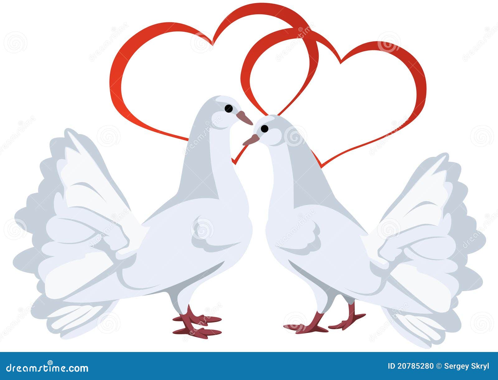 Dos Palomas Y Corazones Blancos Ilustración del Vector - Ilustración de ...