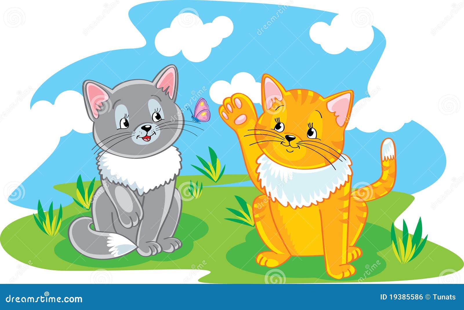 Dos pequeños gatitos ilustración del vector. Ilustración de gato - 19385586
