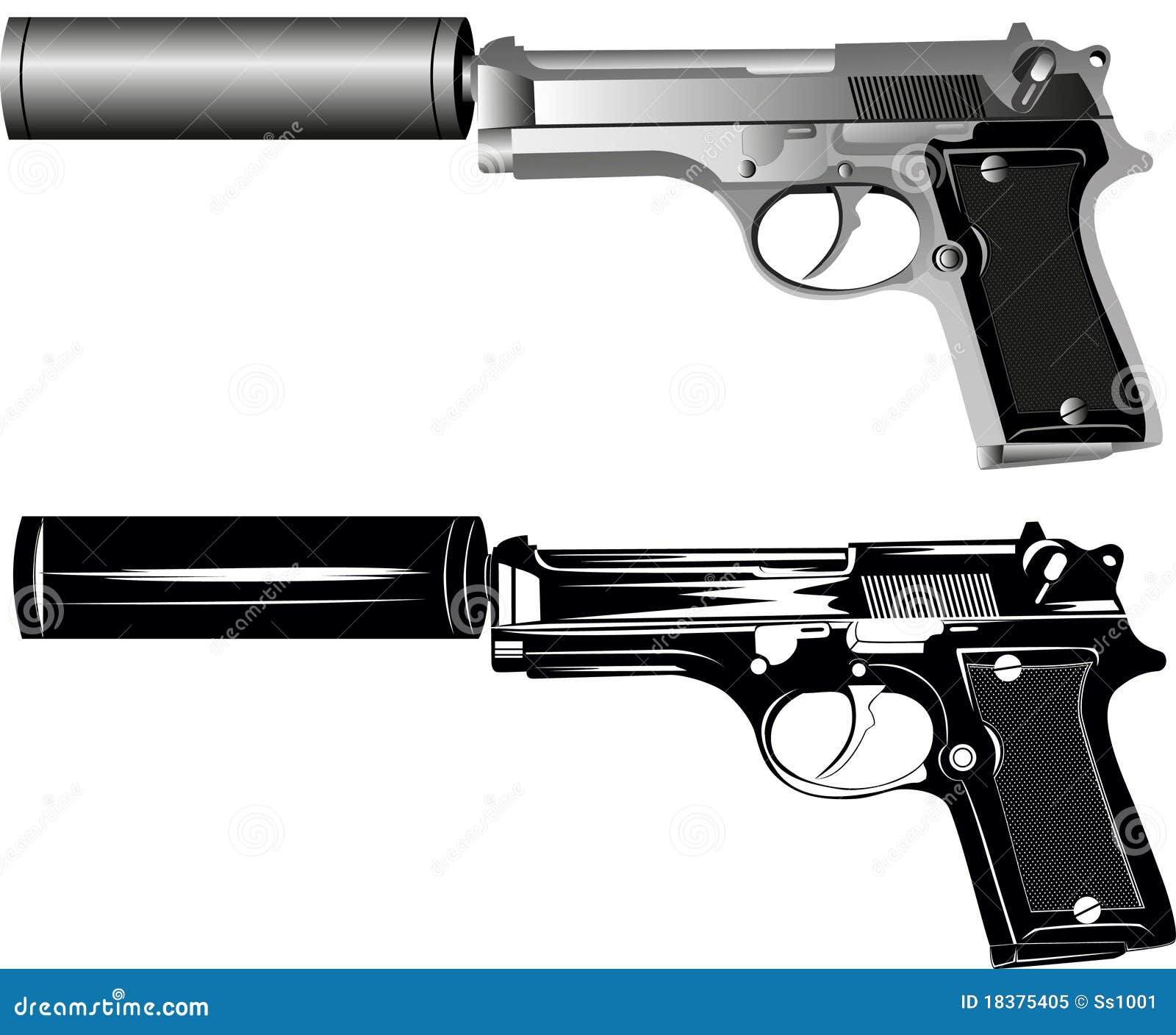 Dos pistolas ilustración del vector. Ilustración de matanza - 18375405