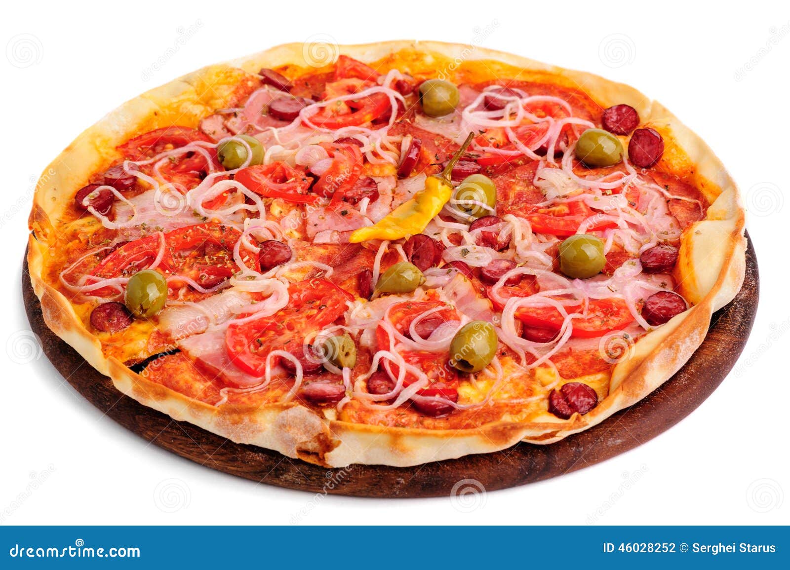 Dos Pizzas Enteras En La Tabla De Madera Foto de archivo - Imagen de ...