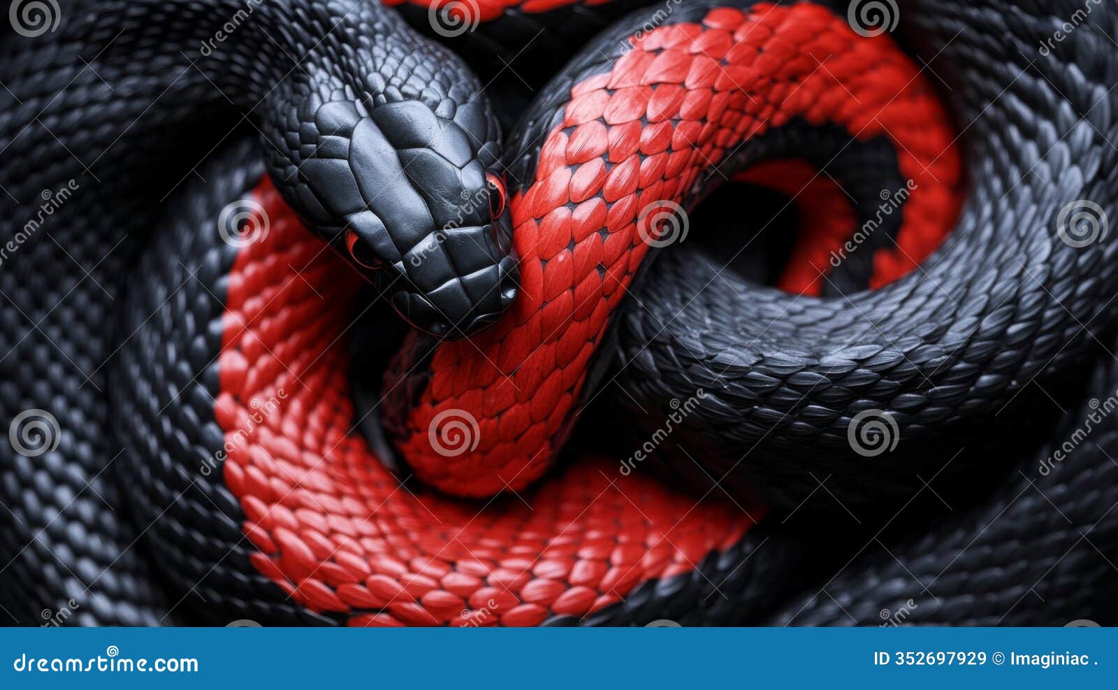 Dos Serpientes Entrelazadas Escalas Negra Y Roja Stock de ilustración ...