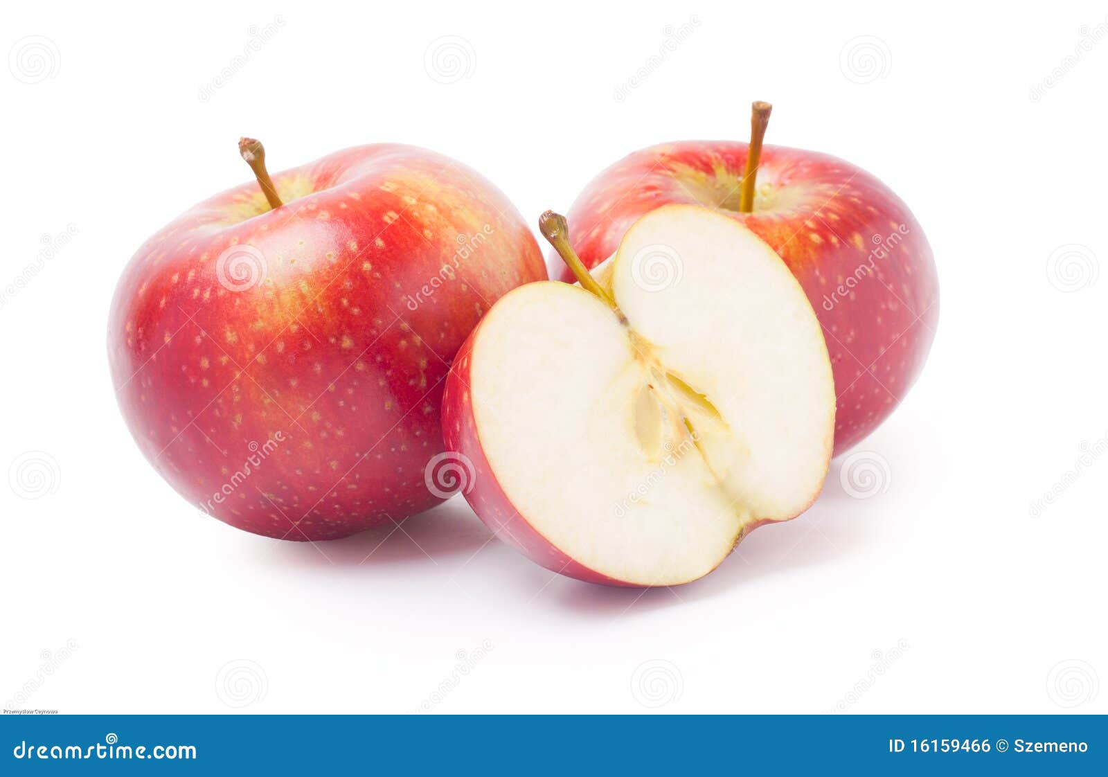 Dos y medias manzanas foto de archivo. Imagen de comer - 16159466