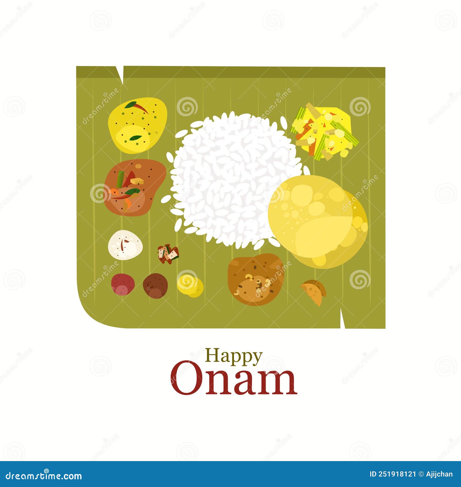 Traditional Kerala Meals Called `Sadya` On A Banana Leaf Cartoon Vector ...