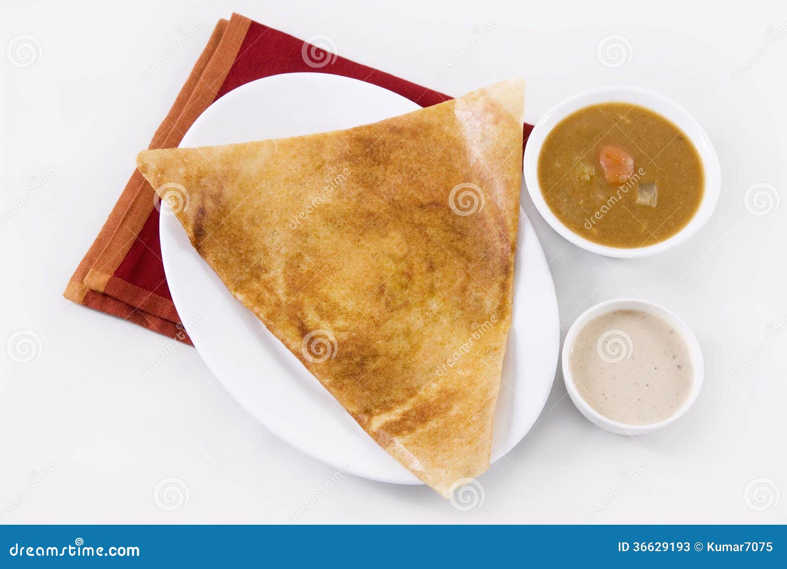 Dosa Sambar with Coconut Chutney Stock Image - Image of masala, cooked ...