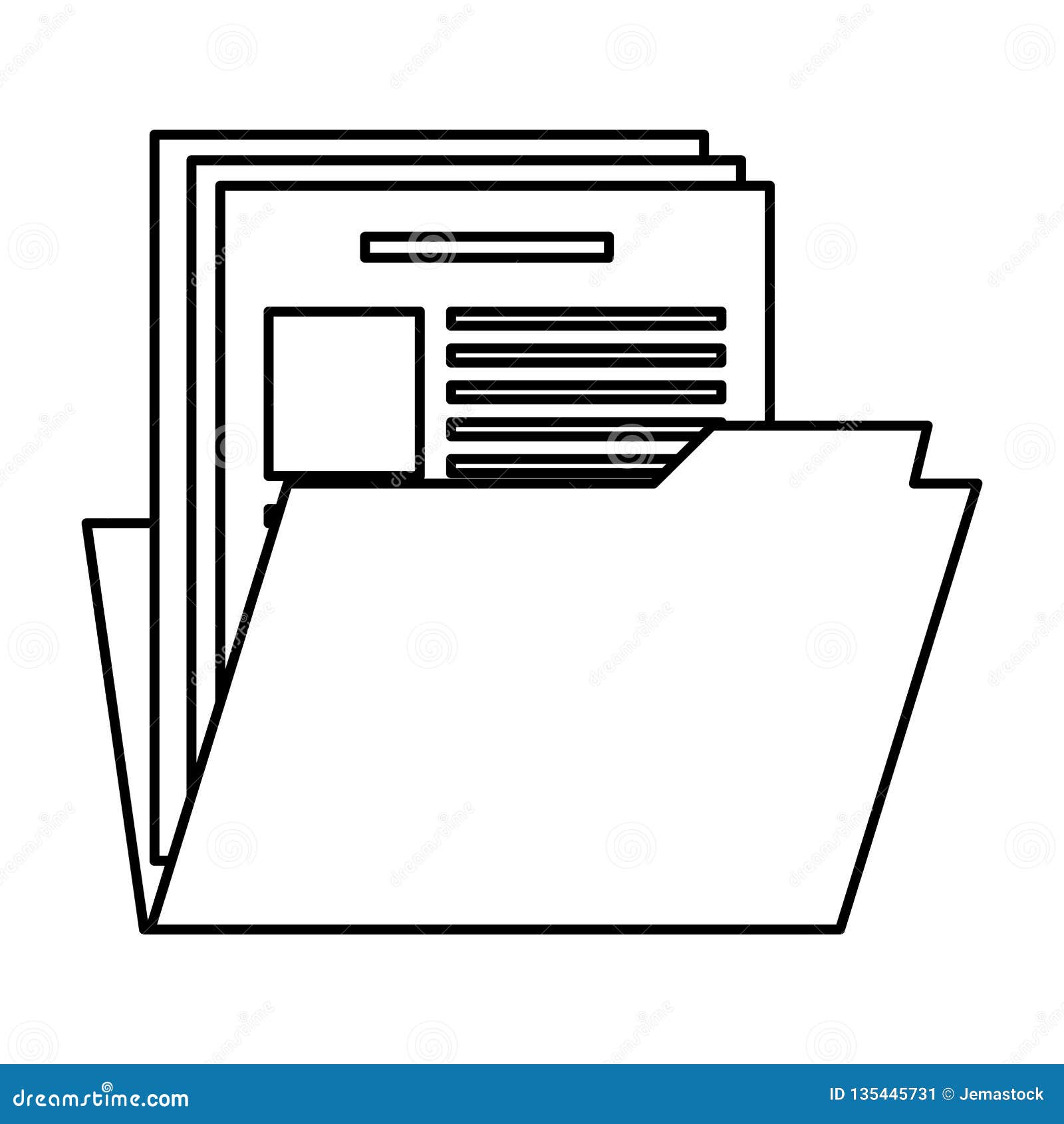 Dossier Avec La Cote Du Document En Noir Et Blanc Illustration de ...