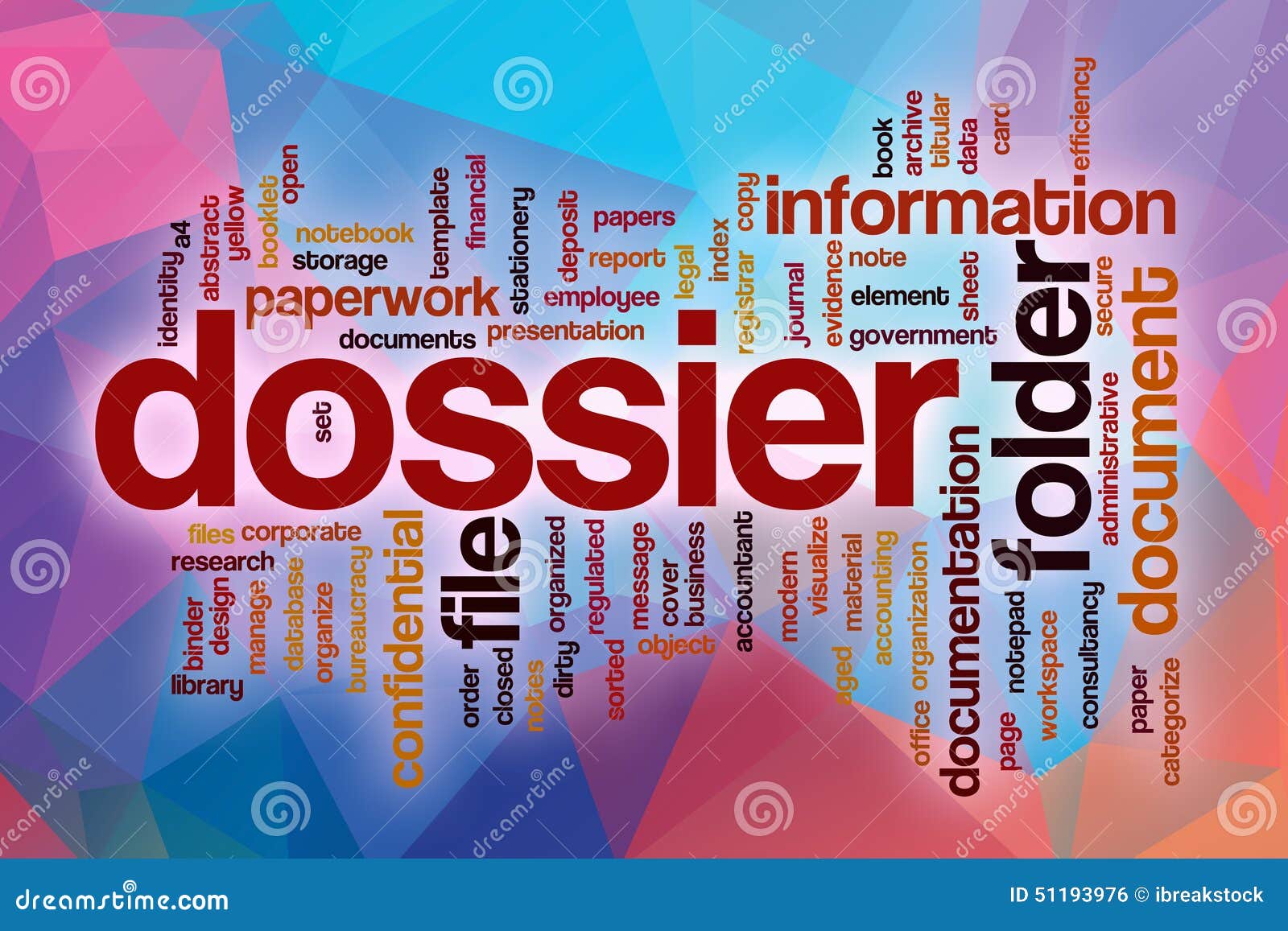Dossier Word Cloud with Abstract Background Stock Illustration ...