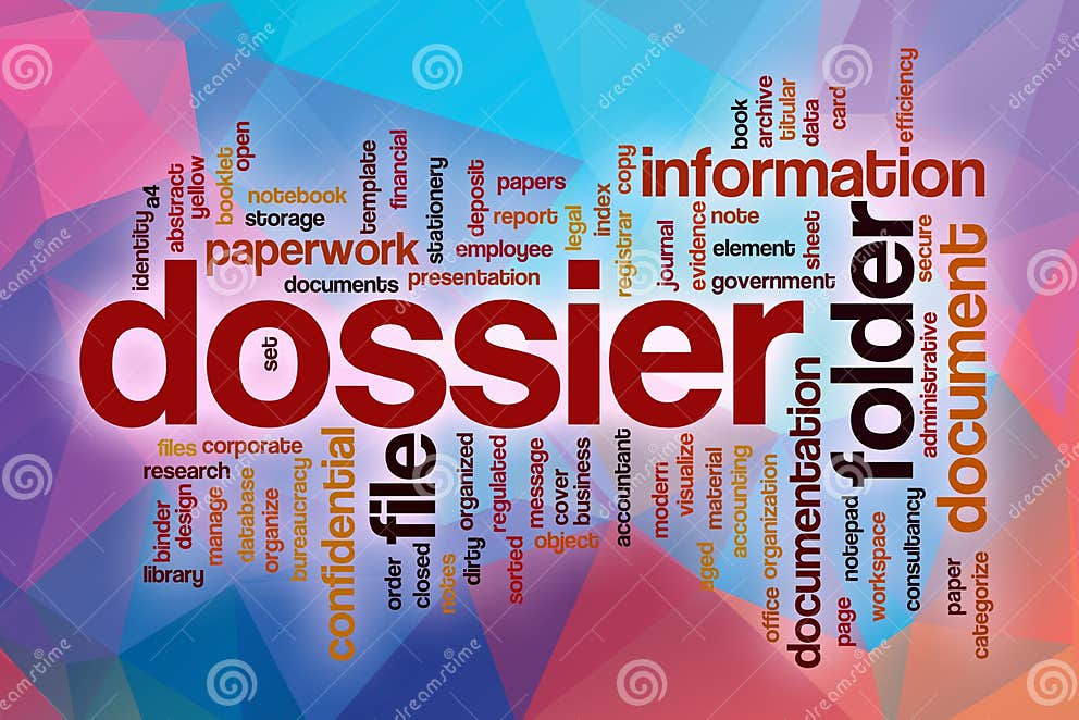 Dossier Word Cloud with Abstract Background Stock Illustration ...