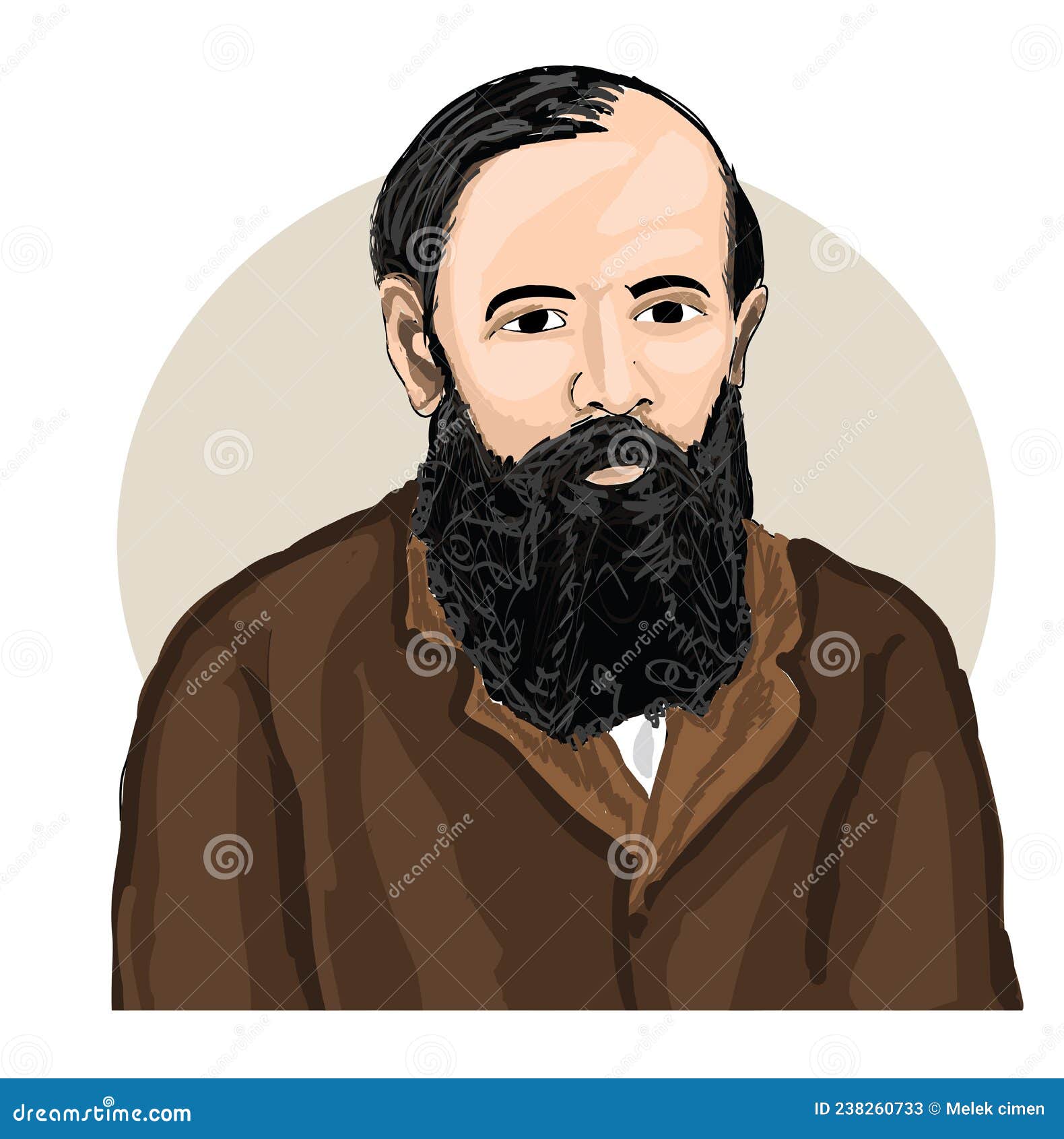 Dostoyevsky Cartoon Vector Line Art Portrait Stock Vector ...