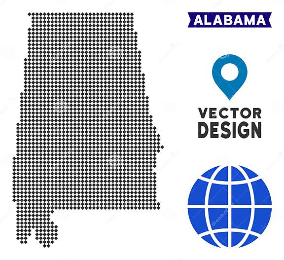 Dot Alabama State Map ilustración del vector. Ilustración de ...