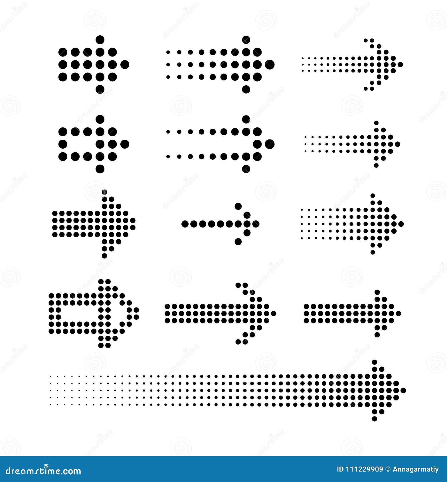 Dot arrow set stock vector. Illustration of circle, icon - 111229909