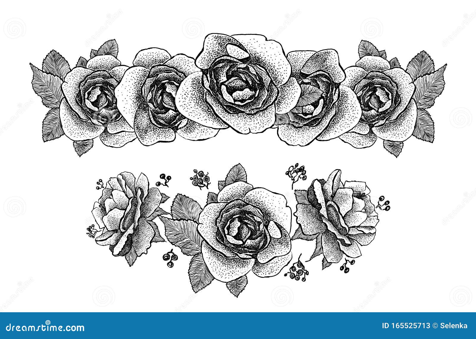 Dot Art Graphic with Rose Flowers Stock Vector - Illustration of ...