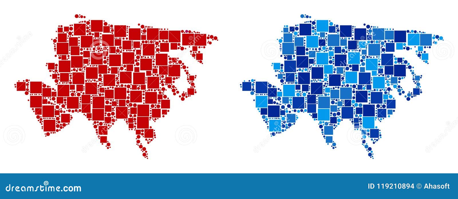 Dot Asia Map with Blue Version Stock Vector - Illustration of square ...