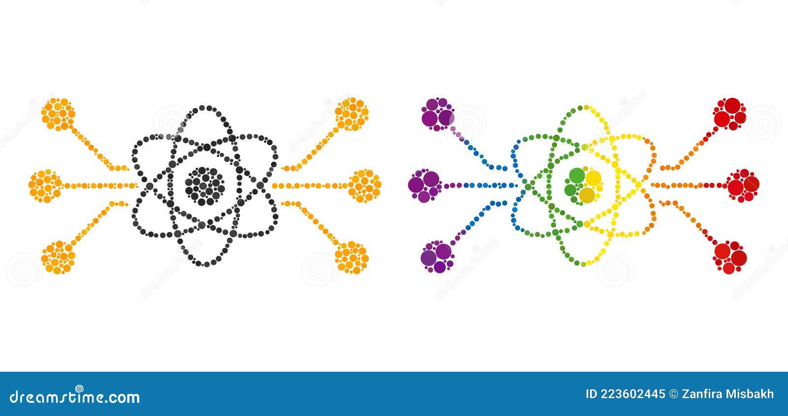 Dot Atomic Circuit Collage Icon of Bright Spheric Dots Stock Vector ...