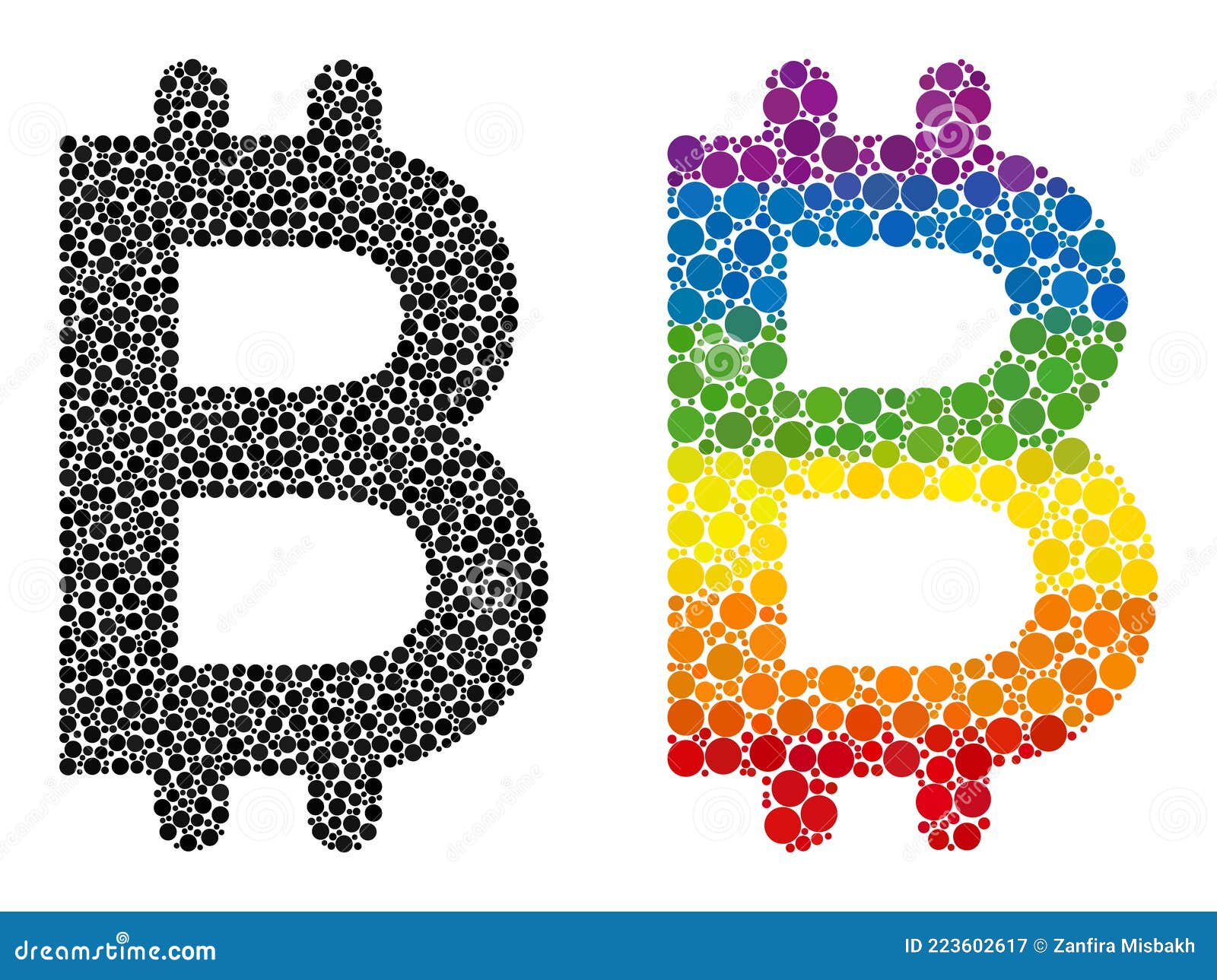 Dot Bitcoin Composition Icon of Spectrum Spheres Stock Vector ...