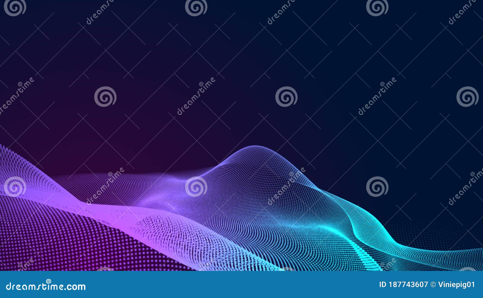Dot Blue Purple Wave Line Light Gradient Dark Background. Stock ...