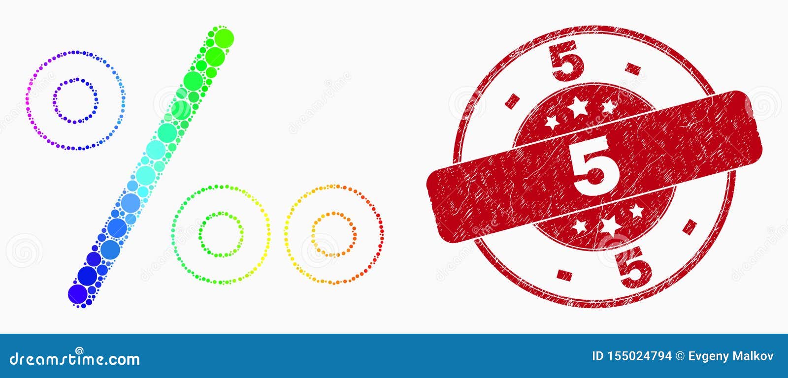 Vector Spectrum Pixelated Per Mille Icon and Distress 5 Stamp Stock ...