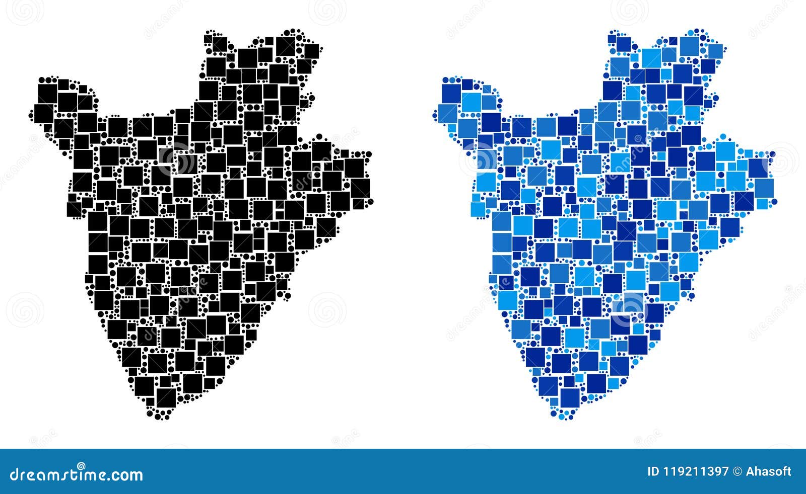 Dot Burundi Map Con Variante Azul Ilustración del Vector - Ilustración ...