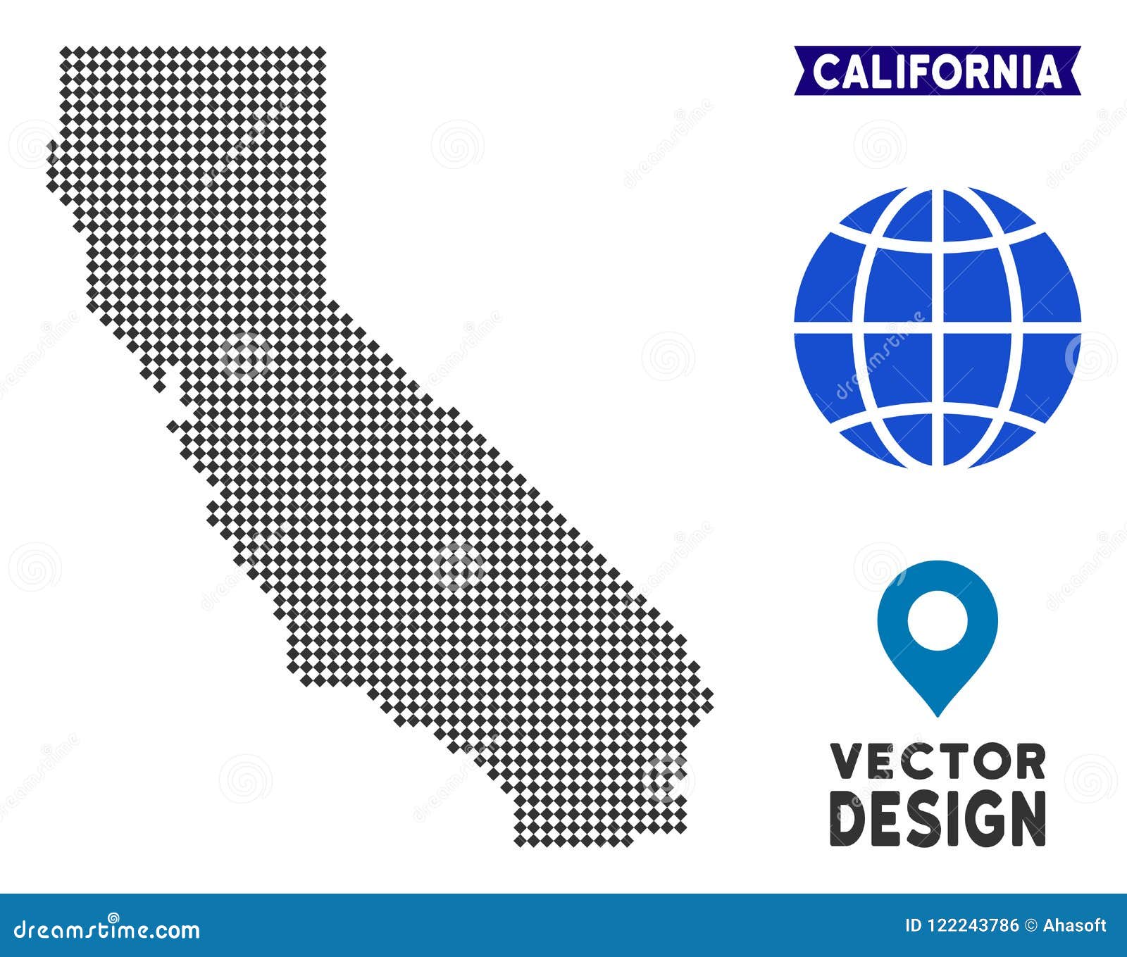 Dot California Map ilustración del vector. Ilustración de vector ...