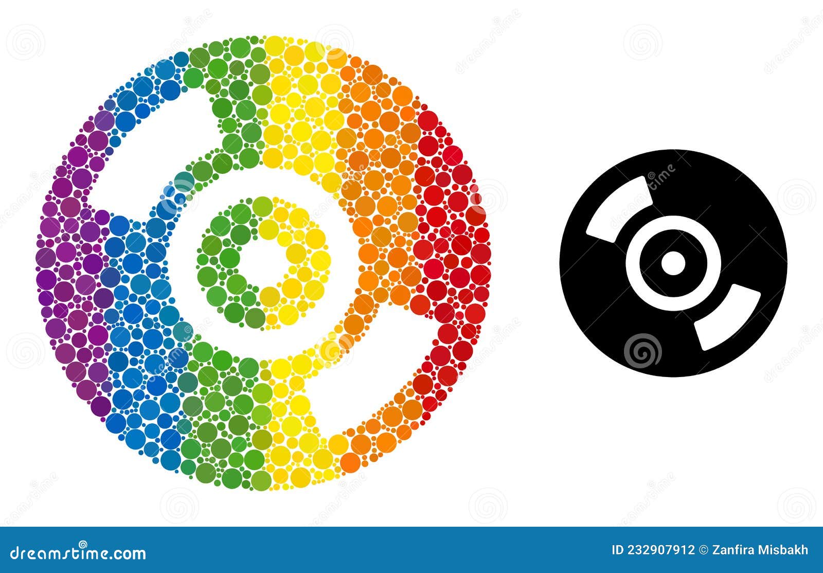 Dot CD Disc Composition Icon of Rainbow Circles Stock Vector ...